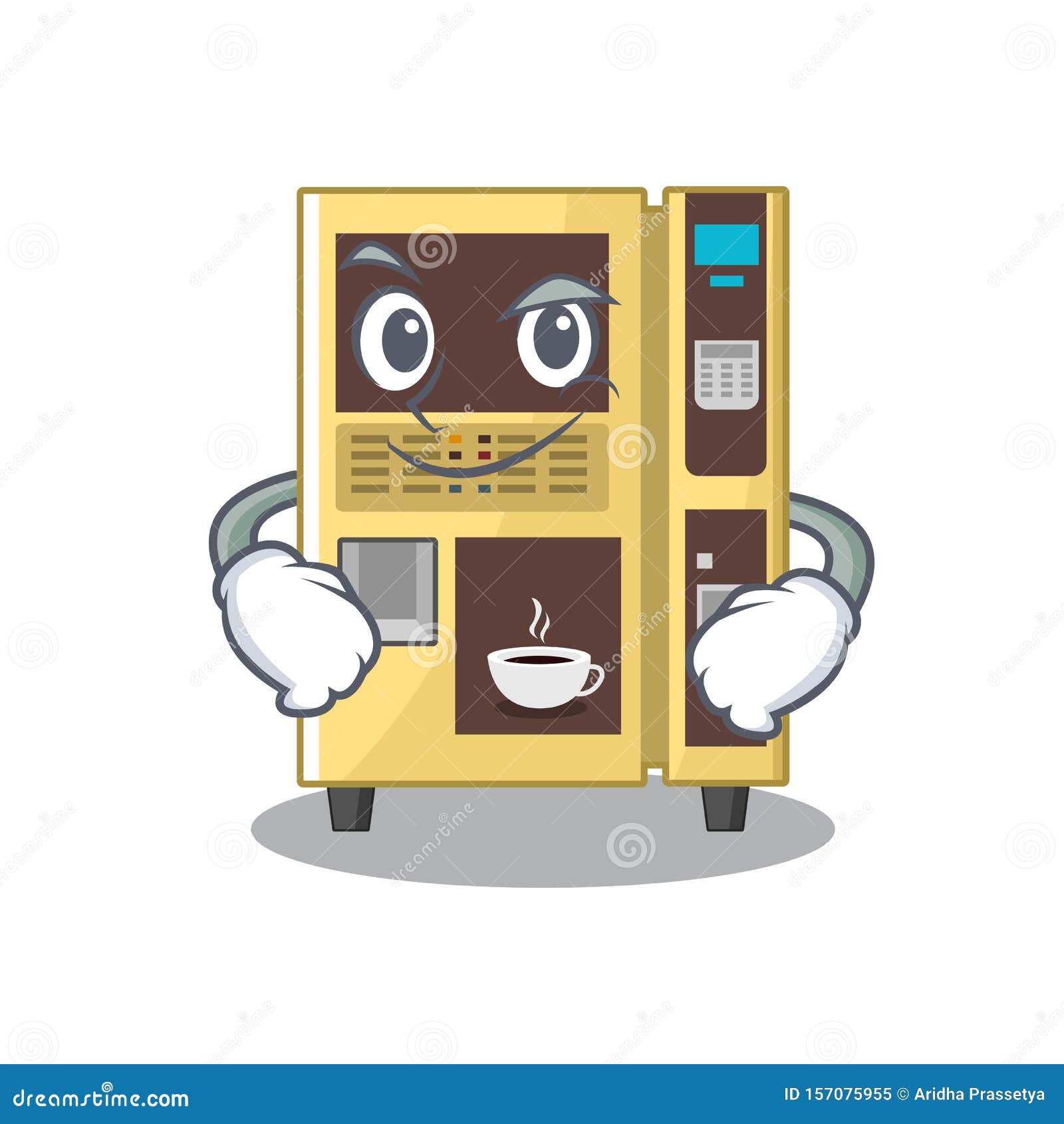 Smirking Coffee Vending Machine with Cartoon Shape Stock Vector ...