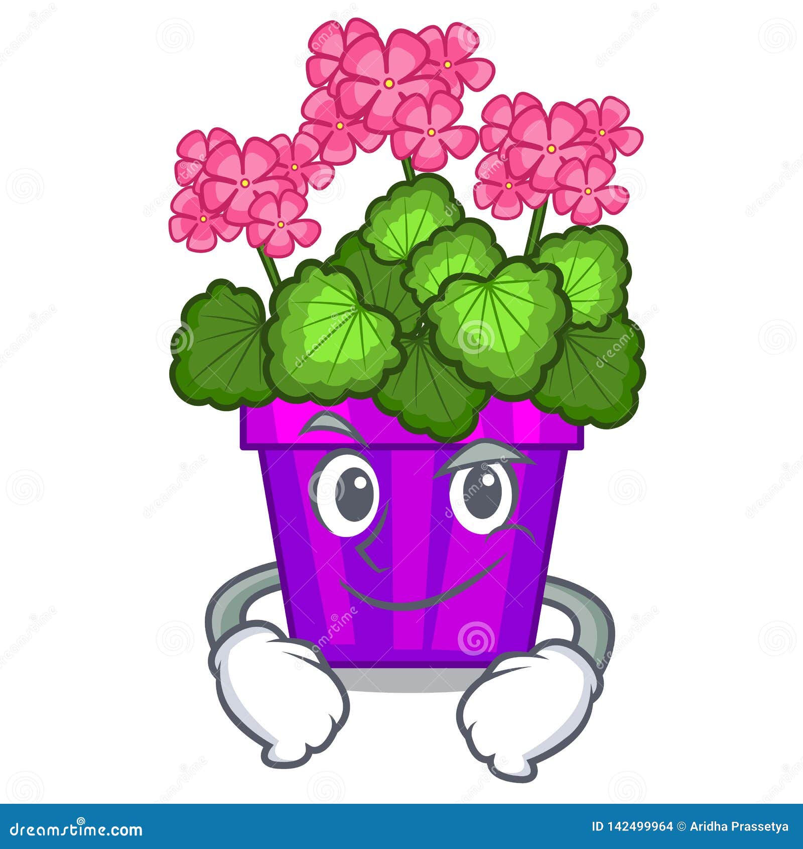 Smirking Geranium Flowers Stick the Character Stem Stock Vector ...