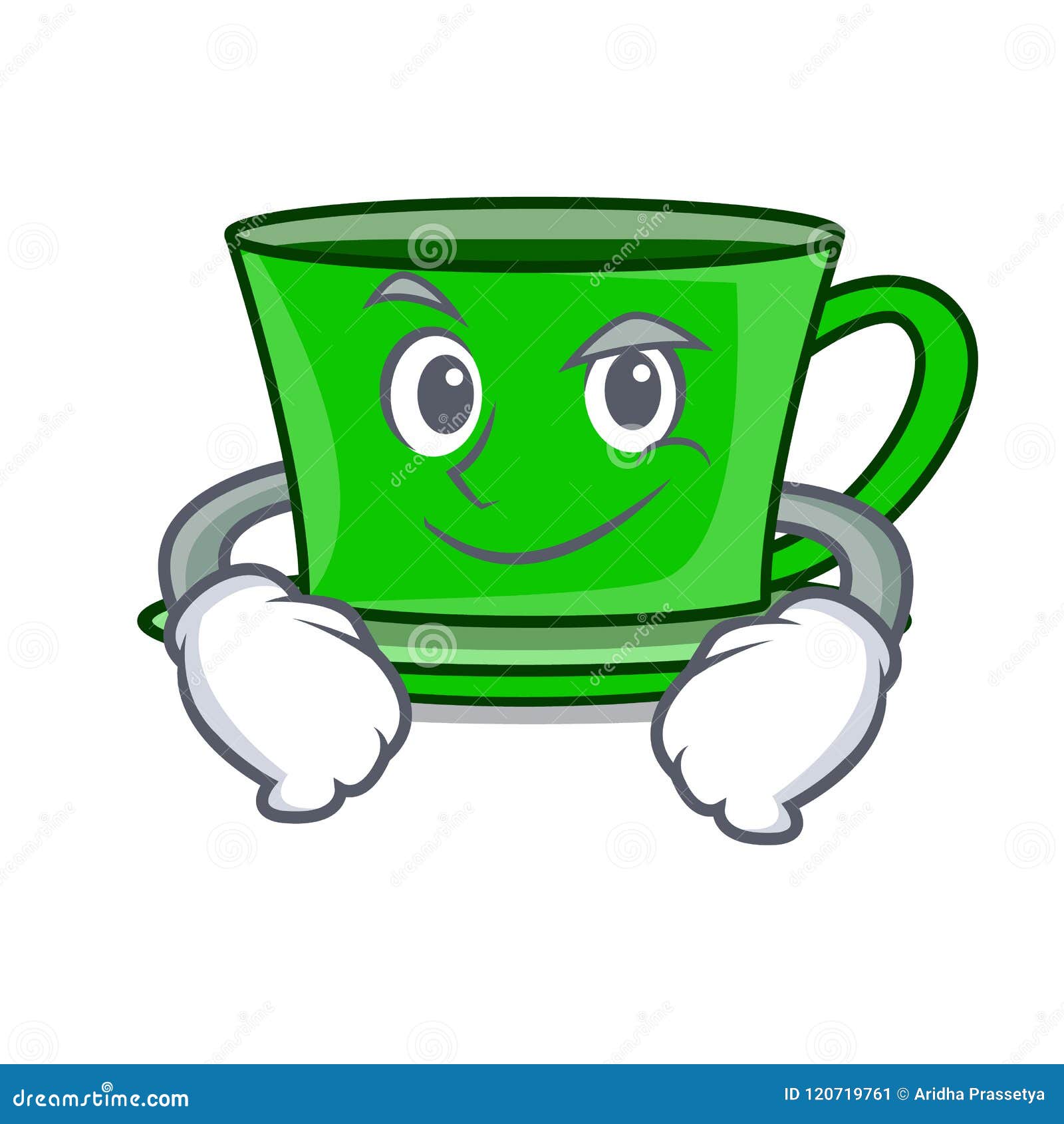 Smirking Green Tea Character Cartoon Stock Vector - Illustration of ...