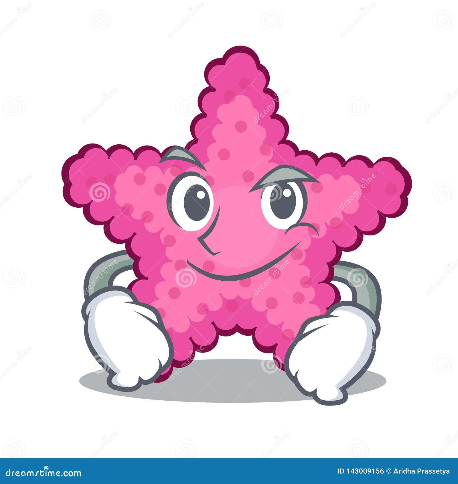 Smirking Pink Starfish in the Cartoon Shape Stock Vector - Illustration ...