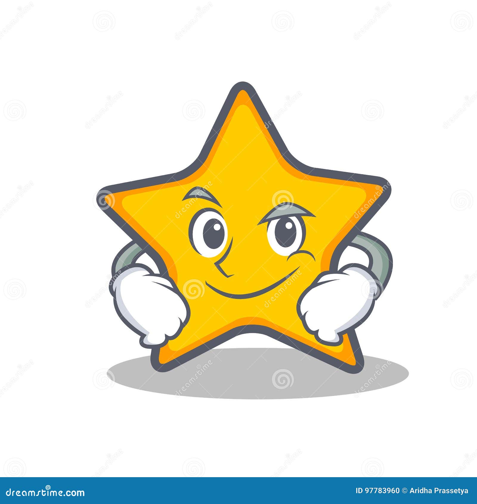Smirking Star Character Cartoon Style Stock Vector - Illustration of ...