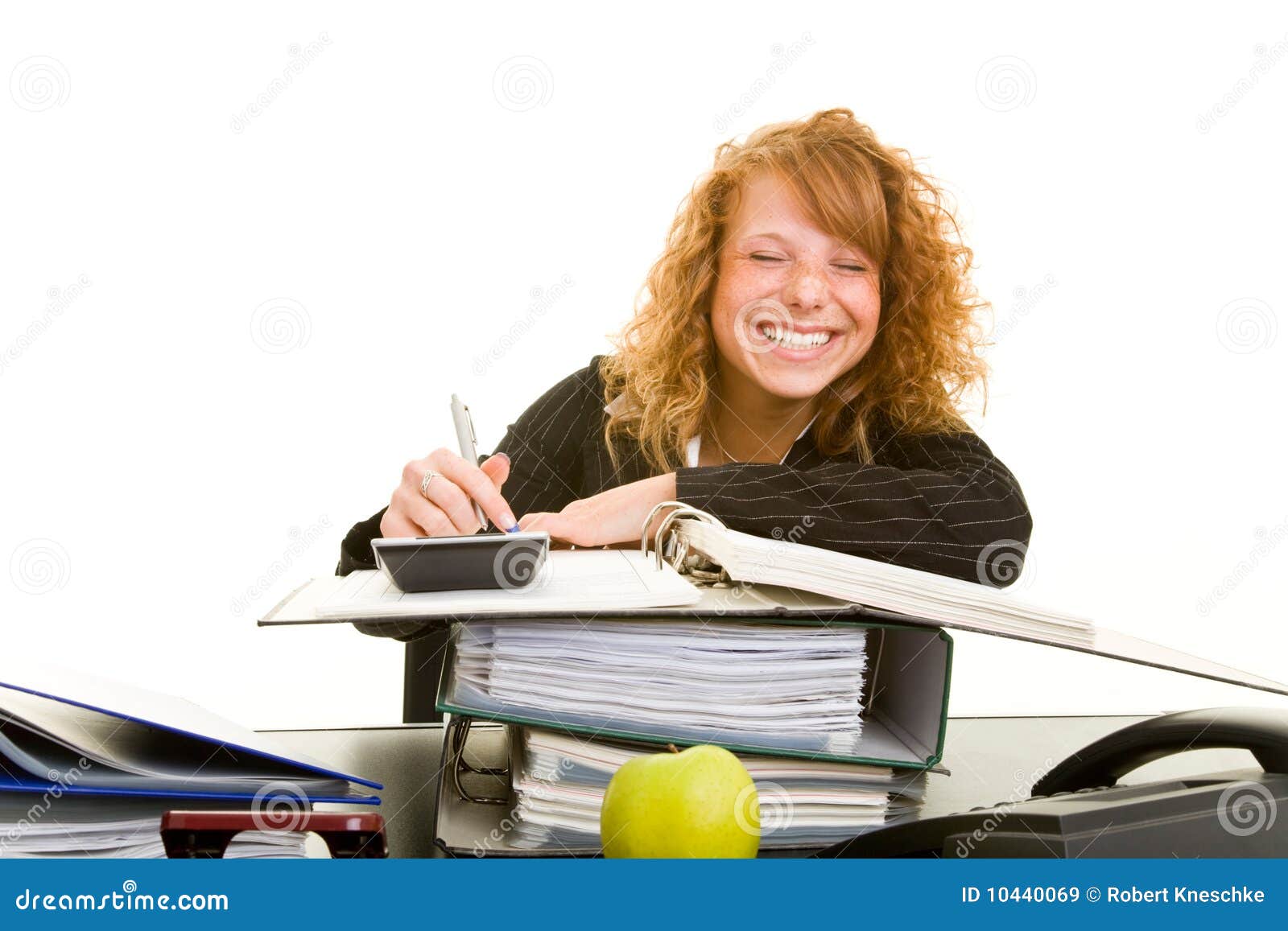 Smirking at work stock image. Image of curly, finance - 10440069