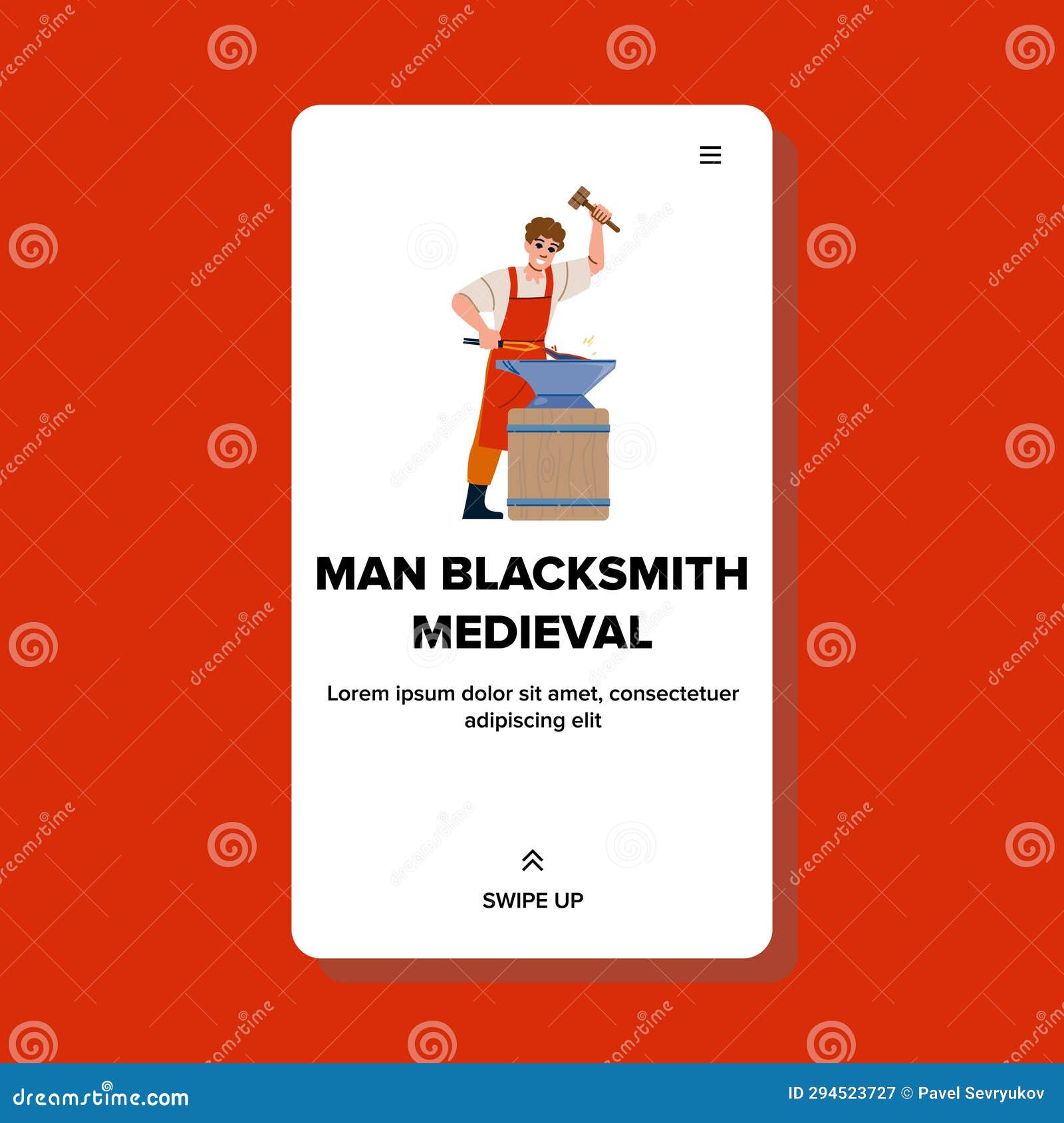 Smith Man Blacksmith Medieval Vector Stock Vector - Illustration of ...