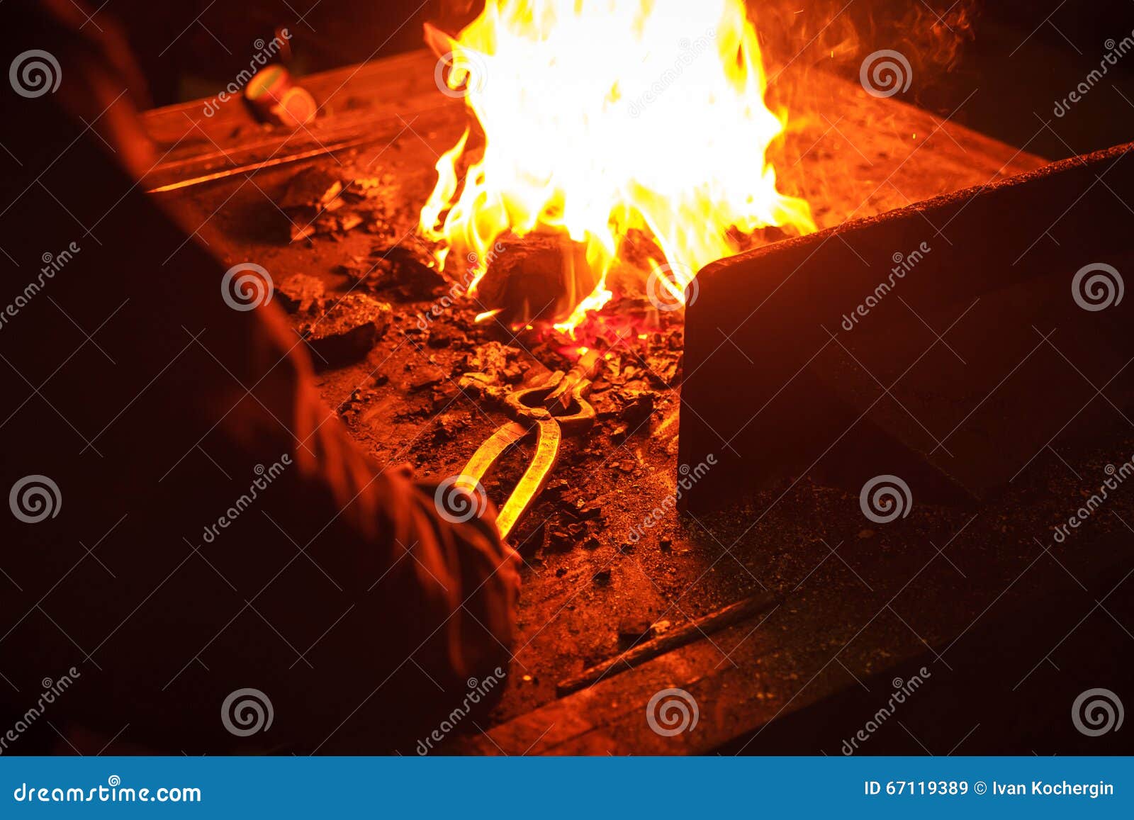 The Smith Working with Metal Near Horn Stock Image - Image of skill ...