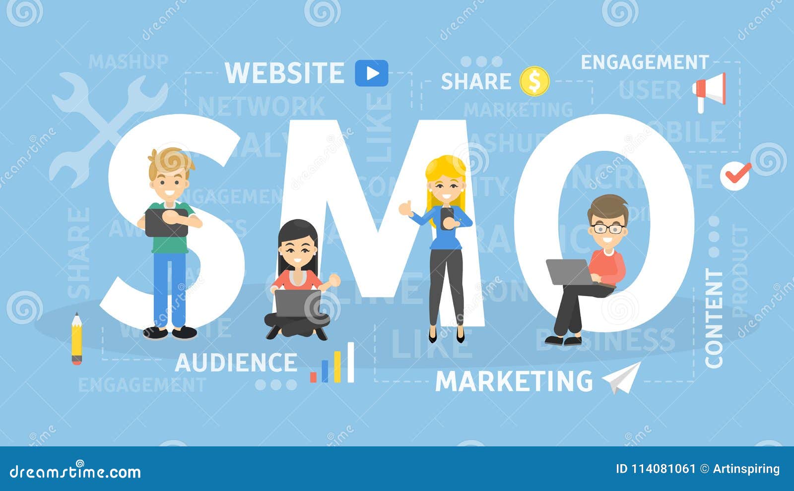 SMO concept illustration. stock vector. Illustration of company - 114081061