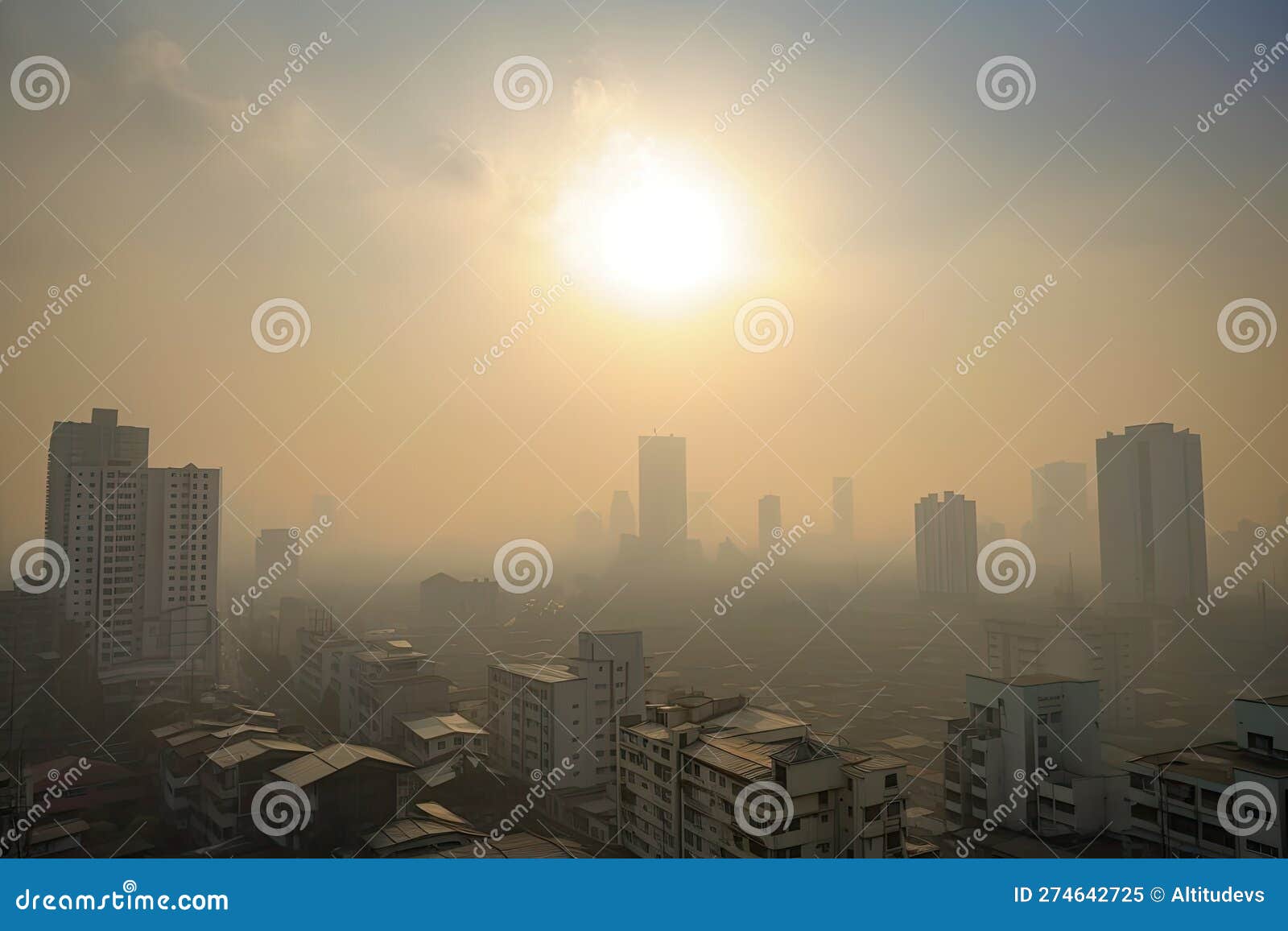 Smog Causing Sun To Be Obscured by Haze in the Sky Stock Illustration ...