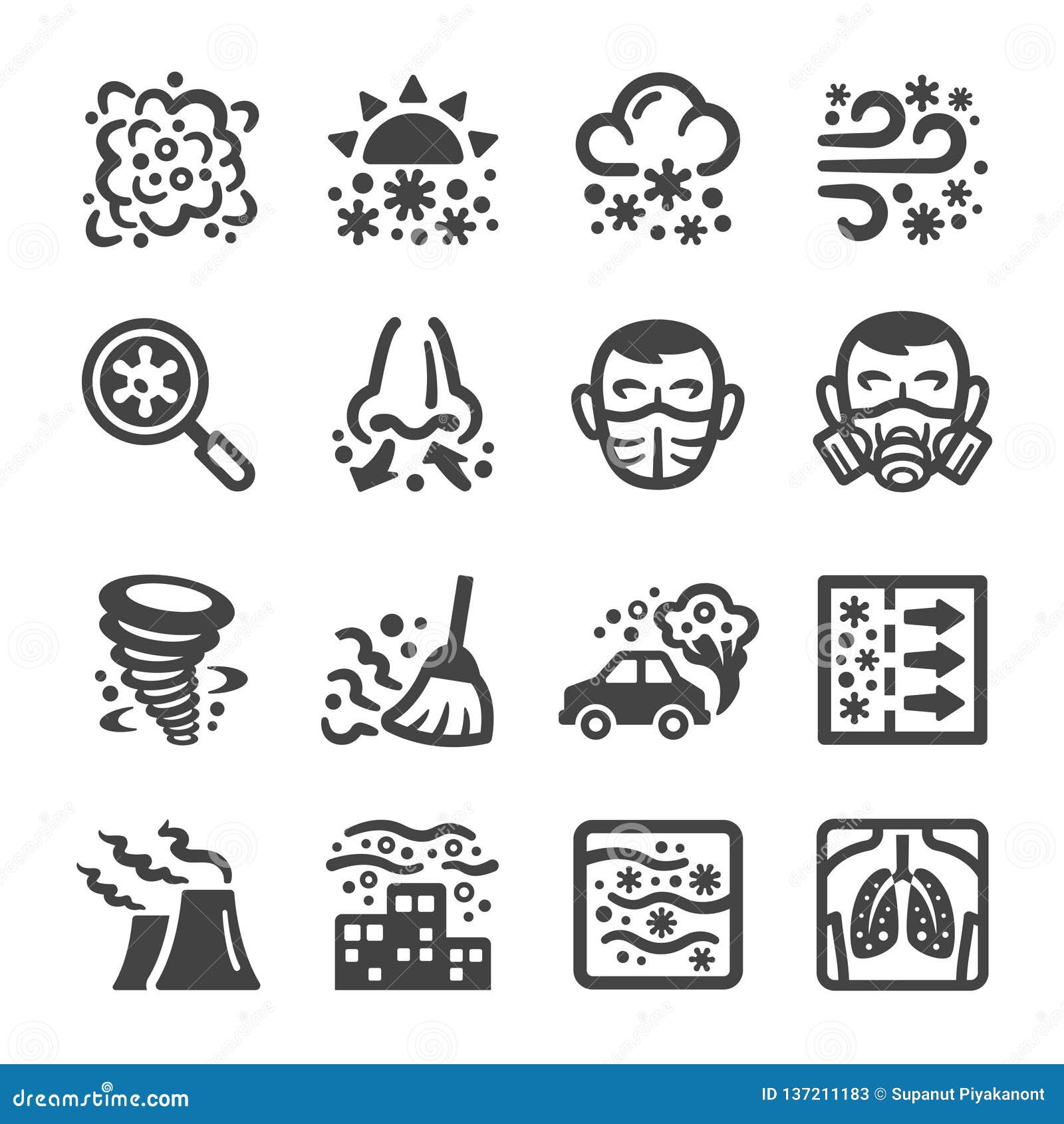 Smog icon set stock vector. Illustration of atmosphere - 137211183