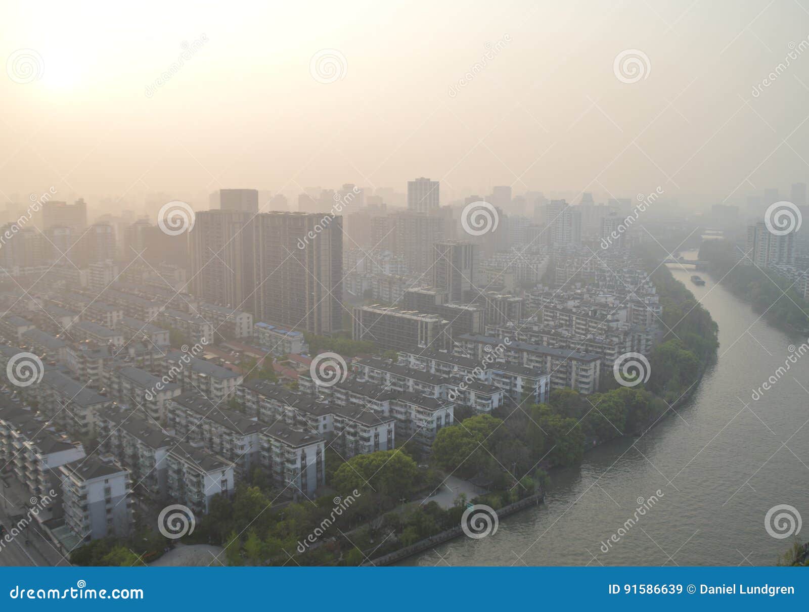 Smog problem in China stock image. Image of river, smog - 91586639