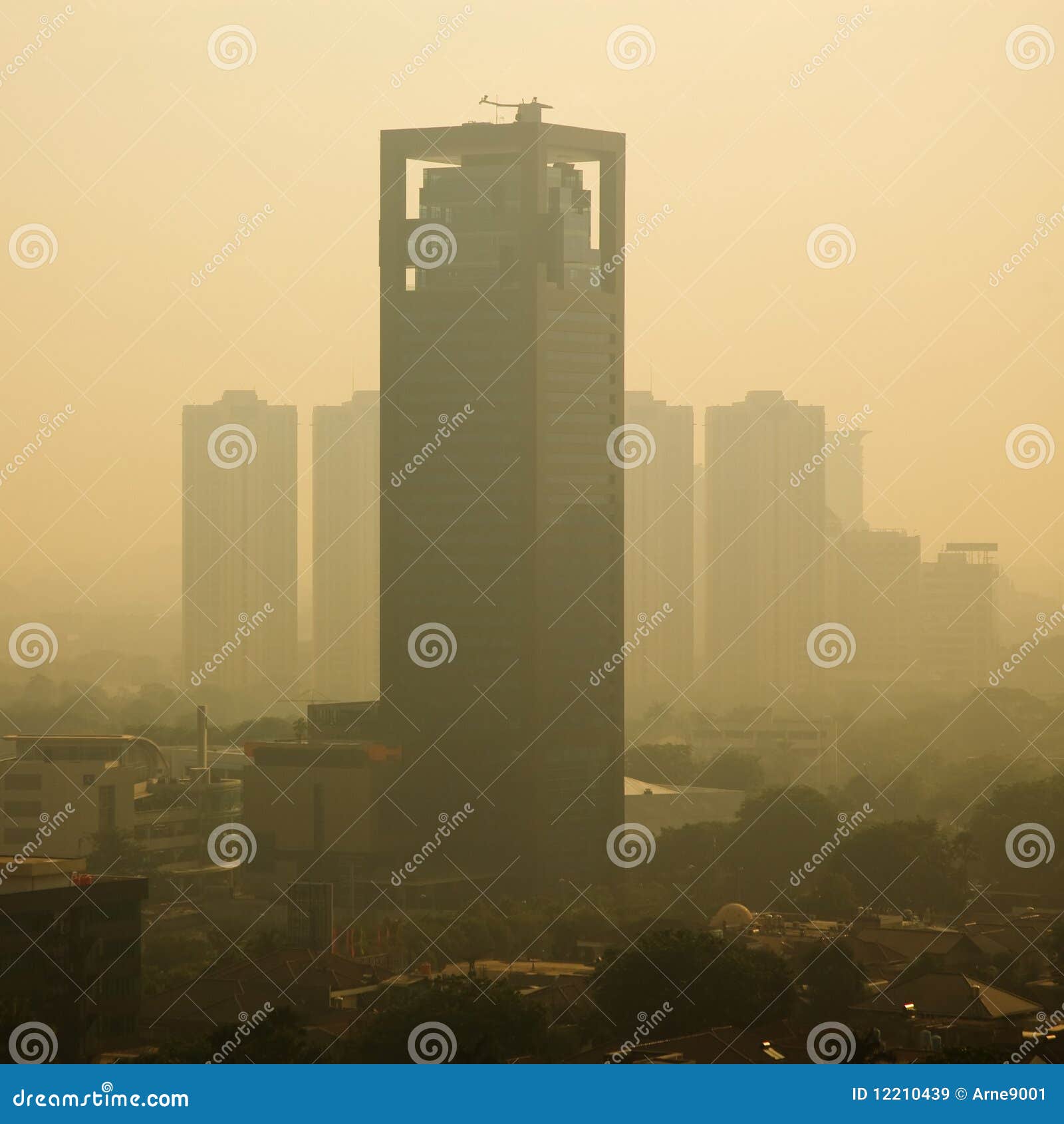 Smog Sunrise stock image. Image of indonesia, city, pollution - 12210439