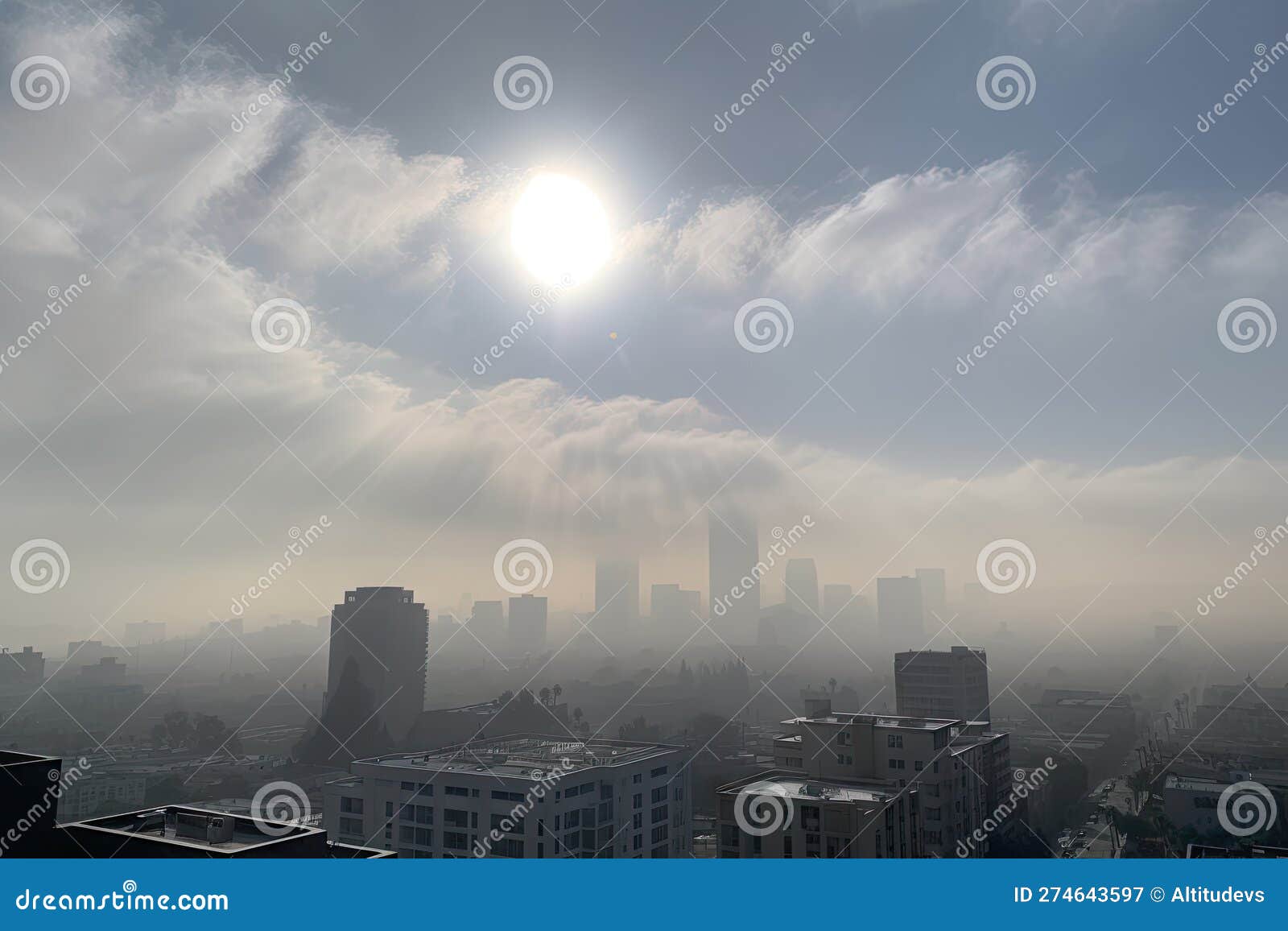 Smog Visible in the Sky, Obscuring the Sun and Creating a Dreary Day ...