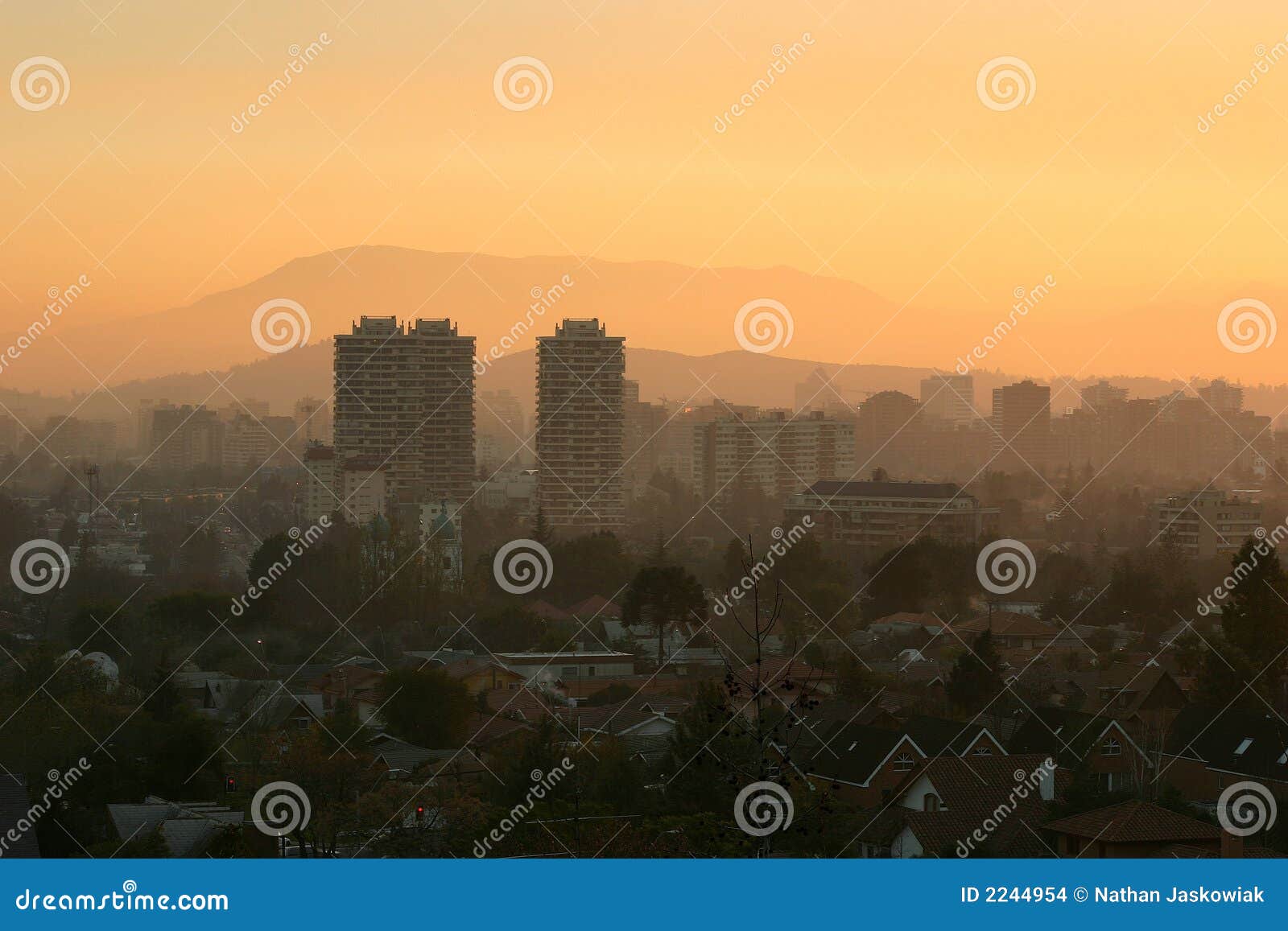 Smoggy Sunset stock photo. Image of high, corporate, architecture - 2244954