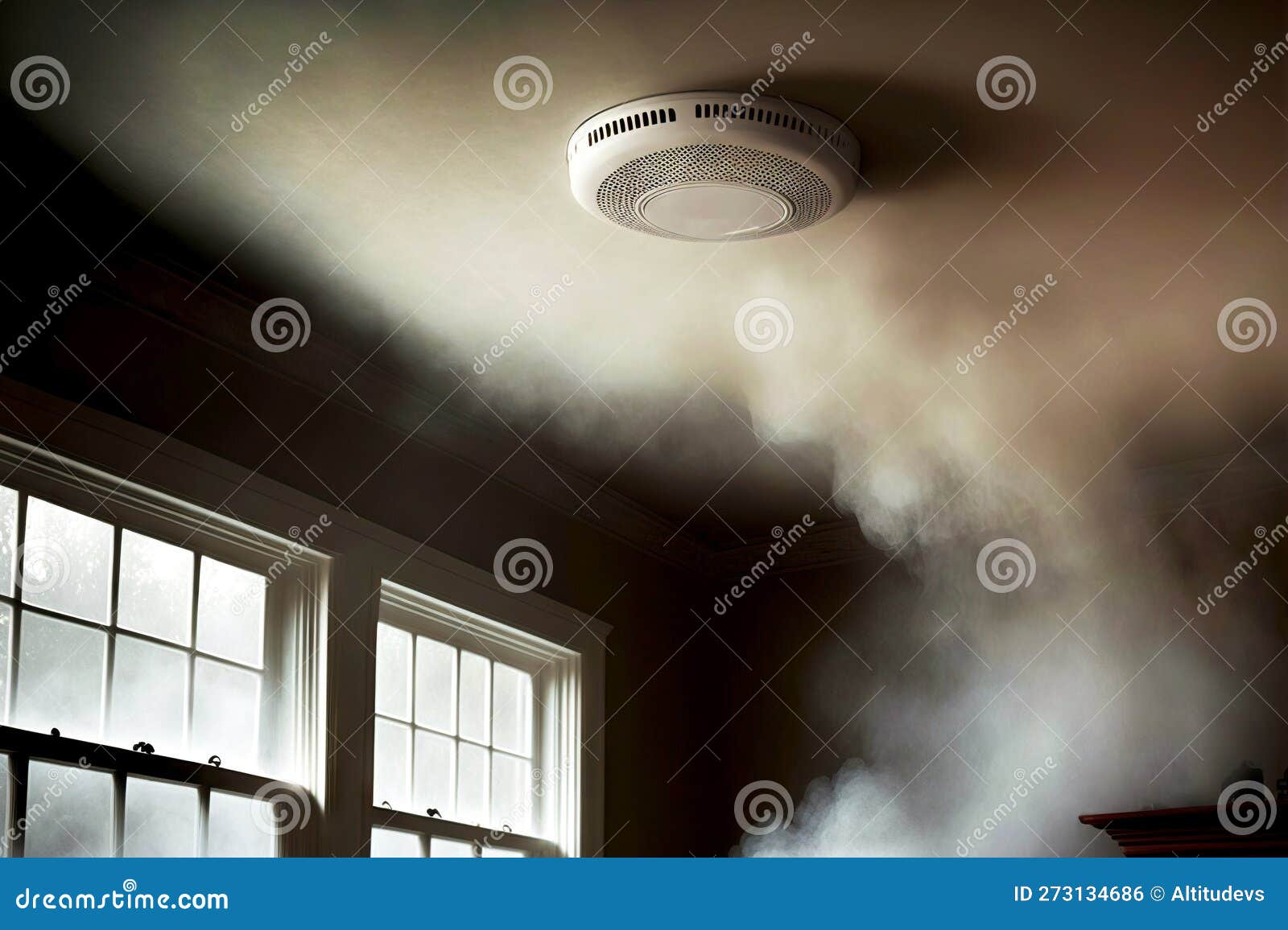 Smoke Alarm Automatic Fire Detector at Window Stock Illustration ...