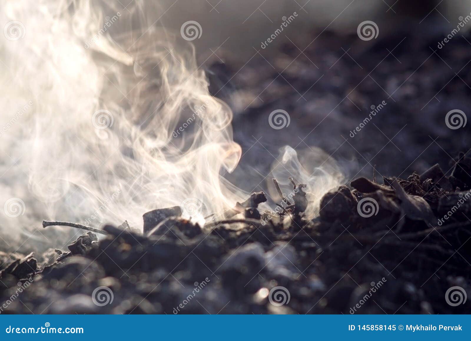 Smoke and Ashes of Bonfire Long Exposure. Close-up Macro Stock Image ...