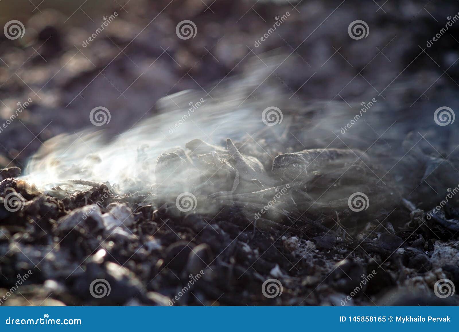 Smoke and Ashes of Bonfire Long Exposure. Close-up Macro Stock Image ...