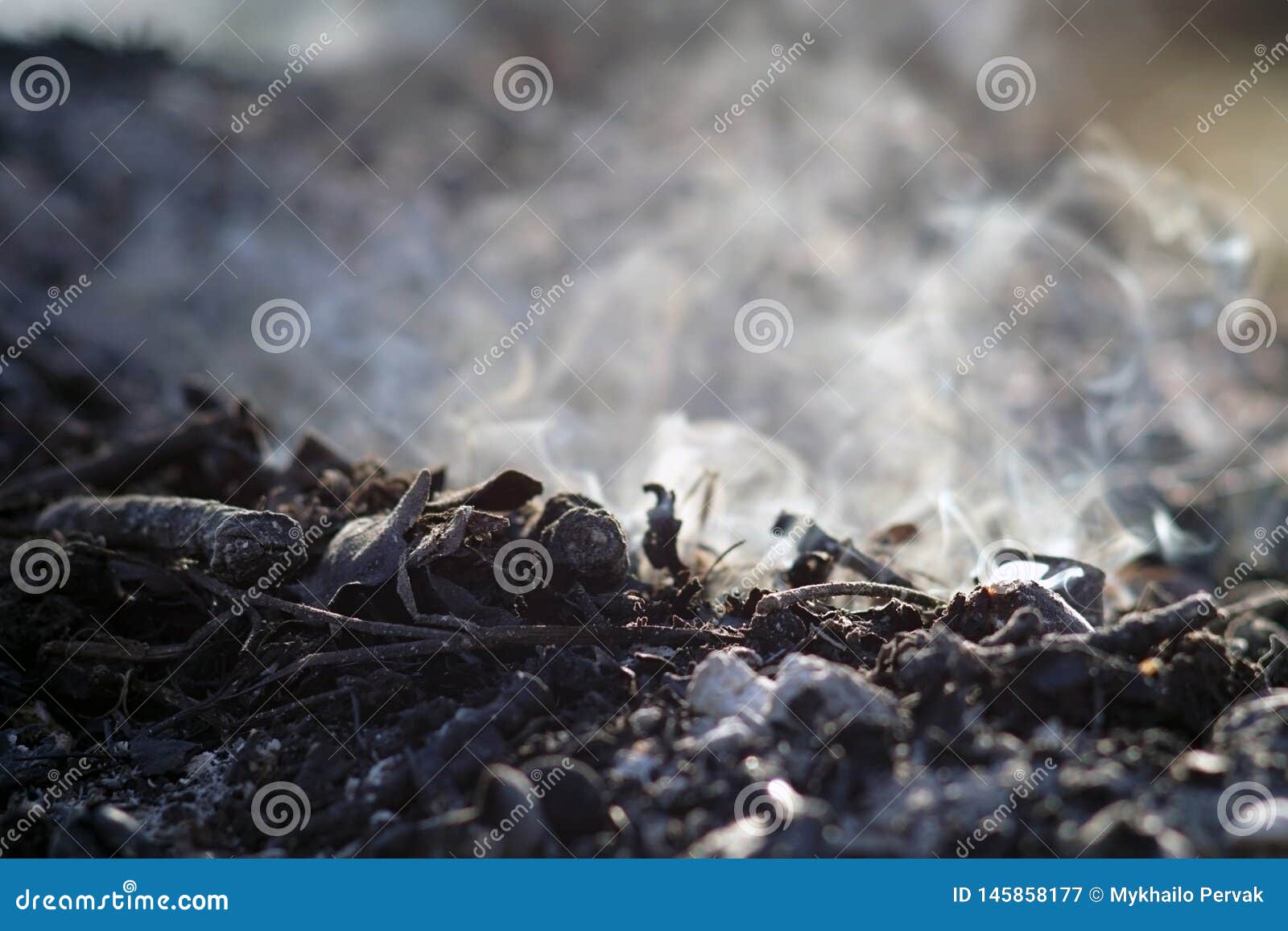Smoke and Ashes of Bonfire Long Exposure. Close-up Macro Stock Image ...