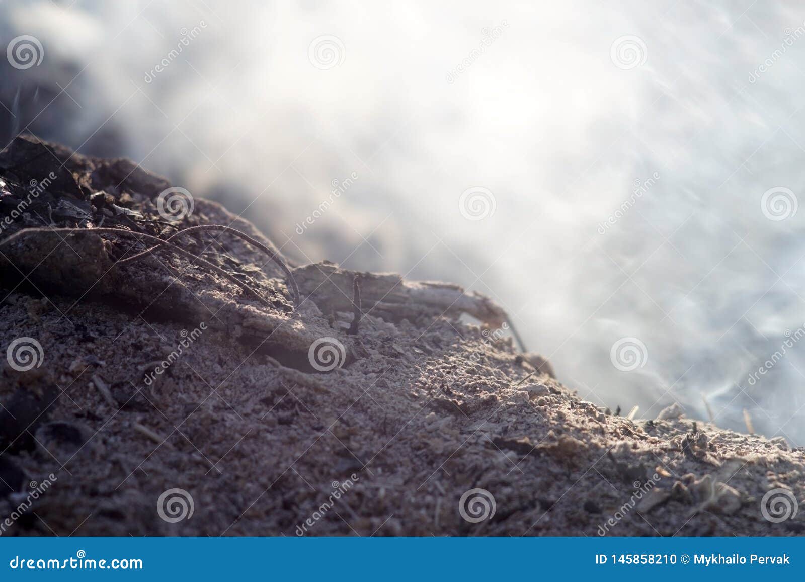Smoke and Ashes of Bonfire Long Exposure. Close-up Macro Stock Photo ...