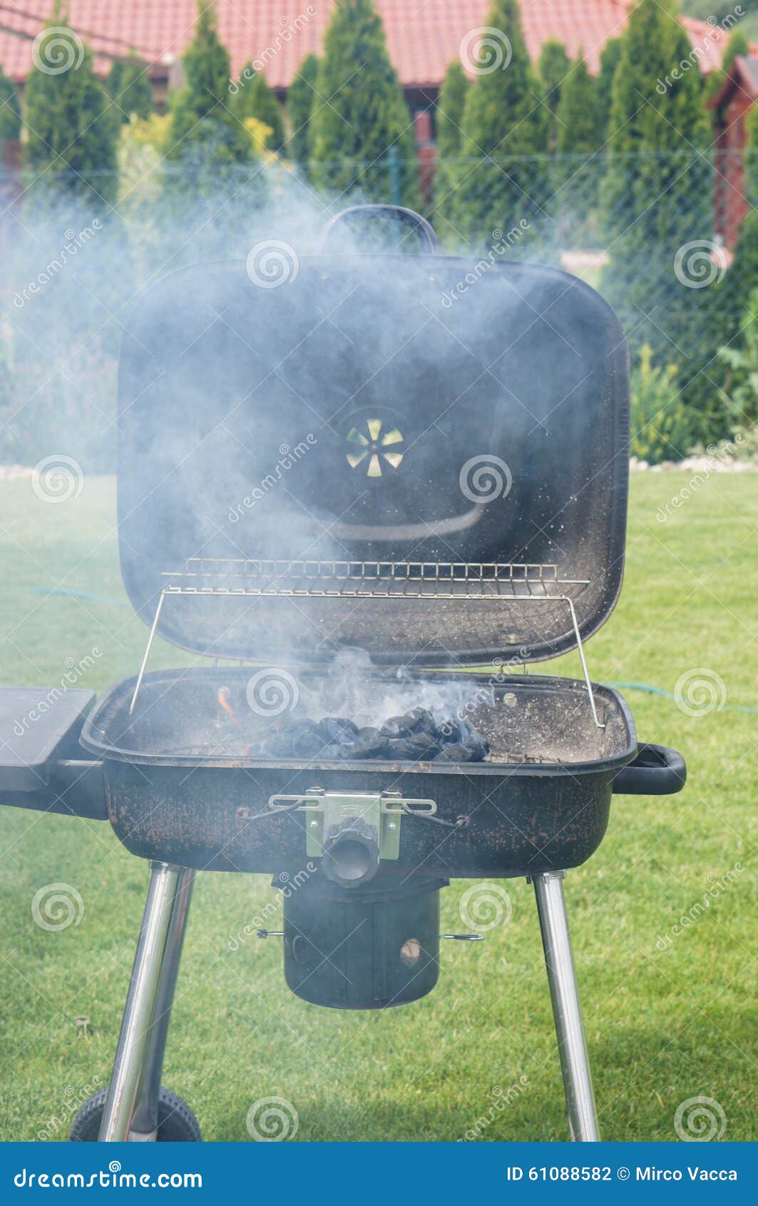 Smoke from barbecue stock photo. Image of broiling, barbecue - 61088582