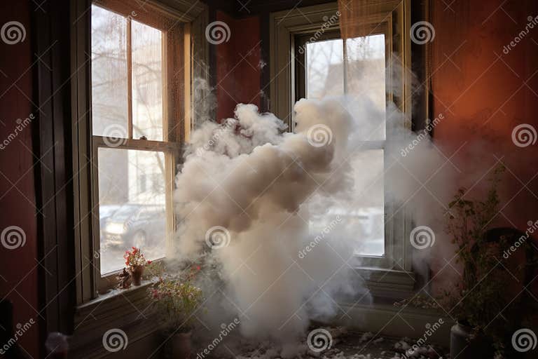 Smoke Billowing from a Window during a Fire Stock Illustration ...