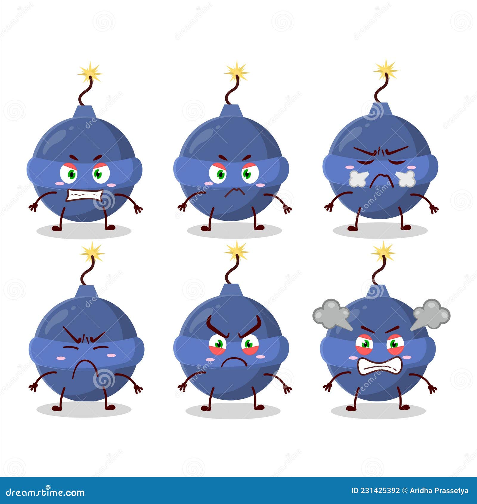 Smoke Bomb Firework Cartoon Character with Various Angry Expressions ...
