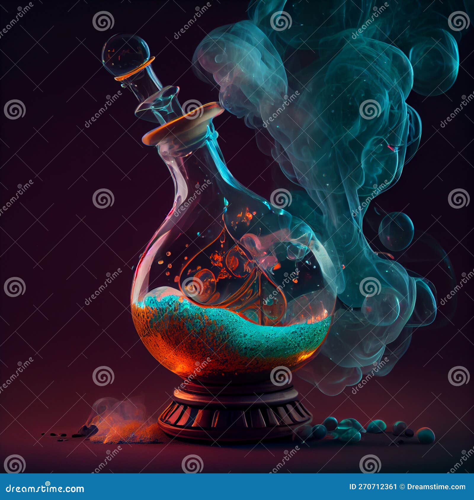Smoke and Bubbles from the Erlenmeyer Flask.generative Ai Stock ...