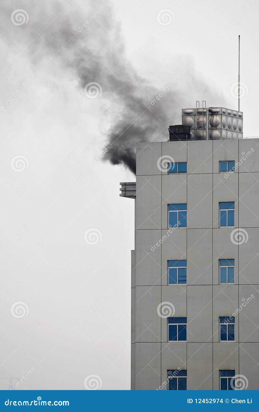 Smoke on the building stock photo. Image of fire, outdoor - 12452974