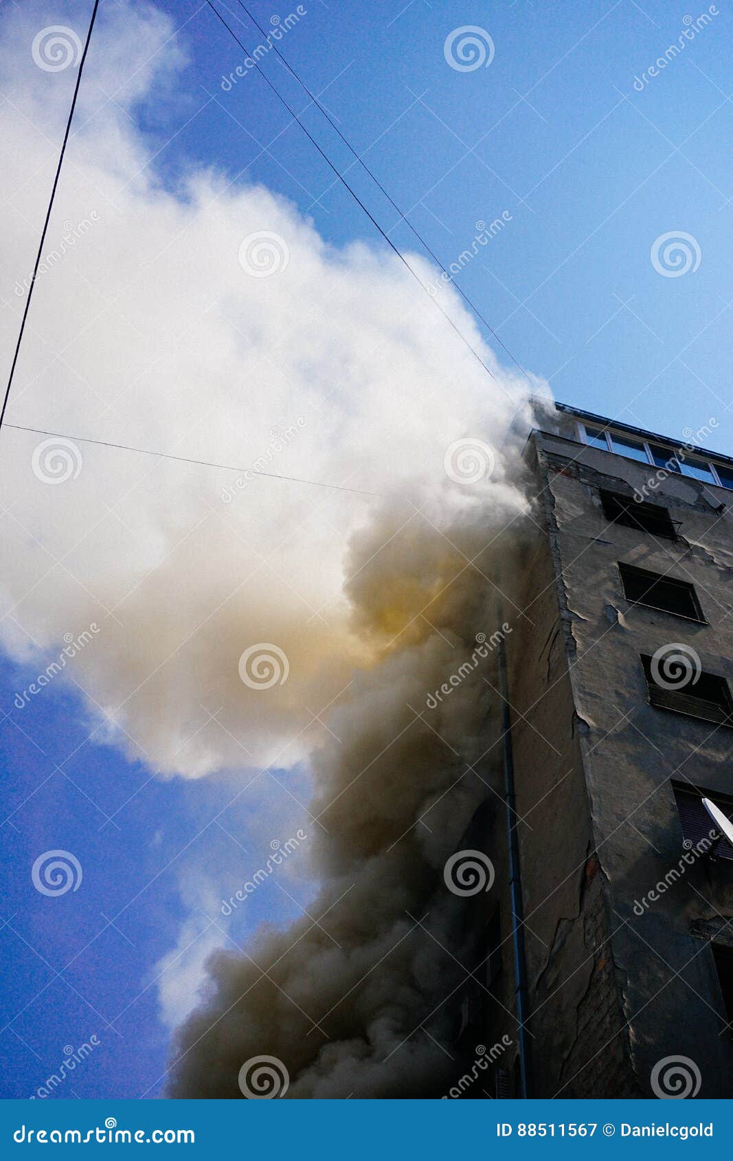 Smoke from a building stock image. Image of environment - 88511567