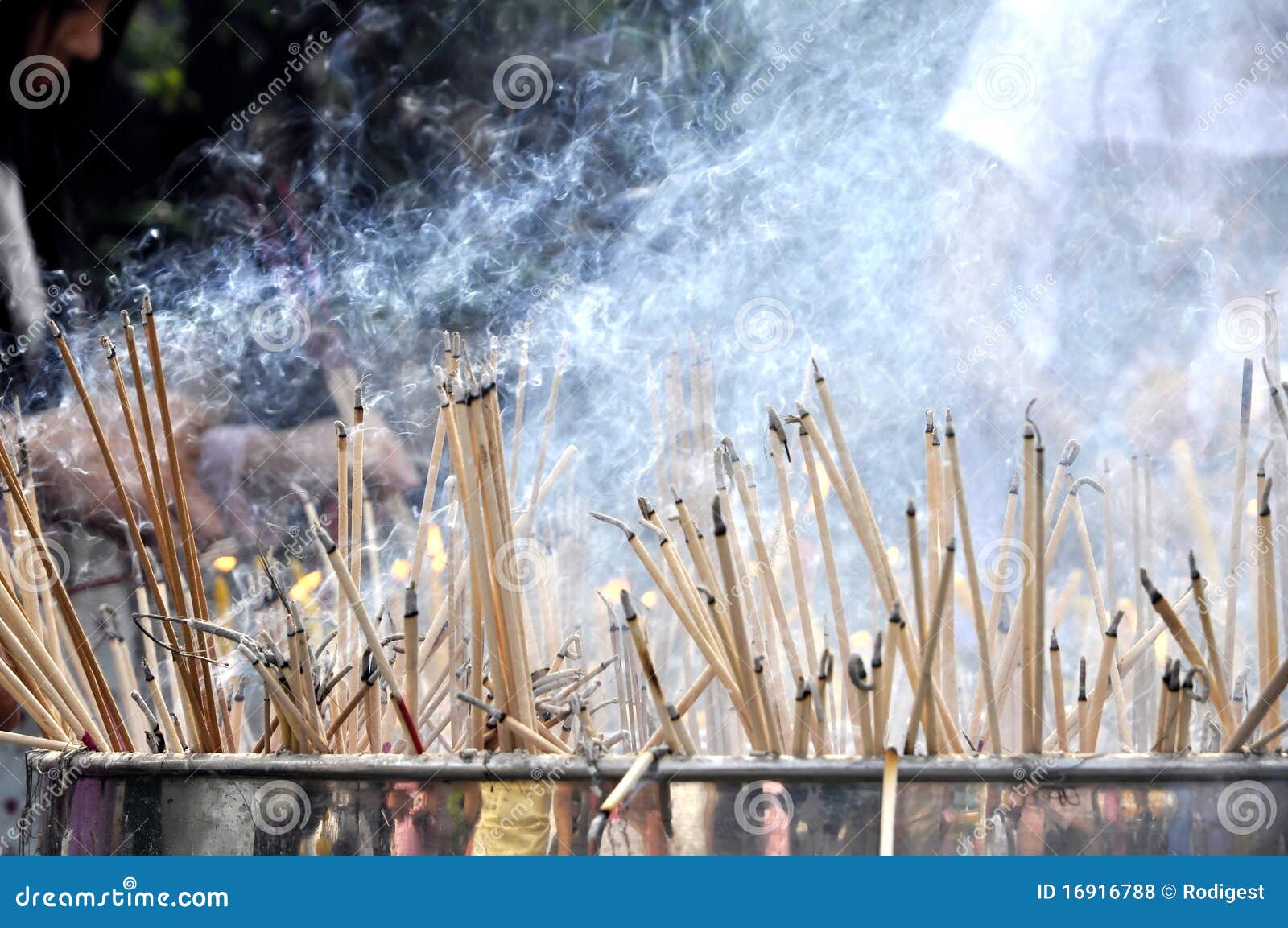 Smoke Burning Incense Group Many Stock Photo - Image of chinese, line ...