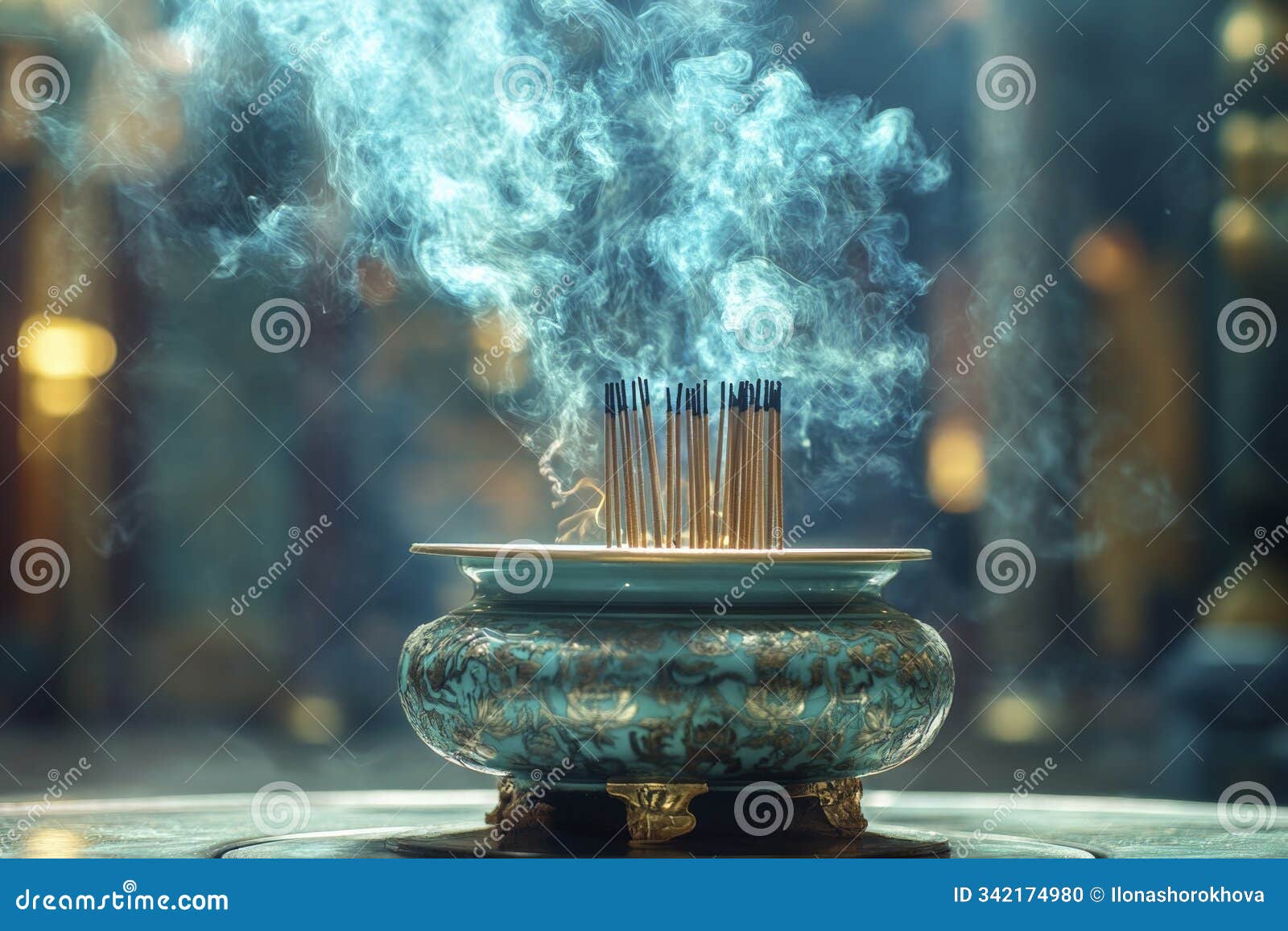 Smoke from Burning Incense Sticks Standing on Holder . Ai Generated ...