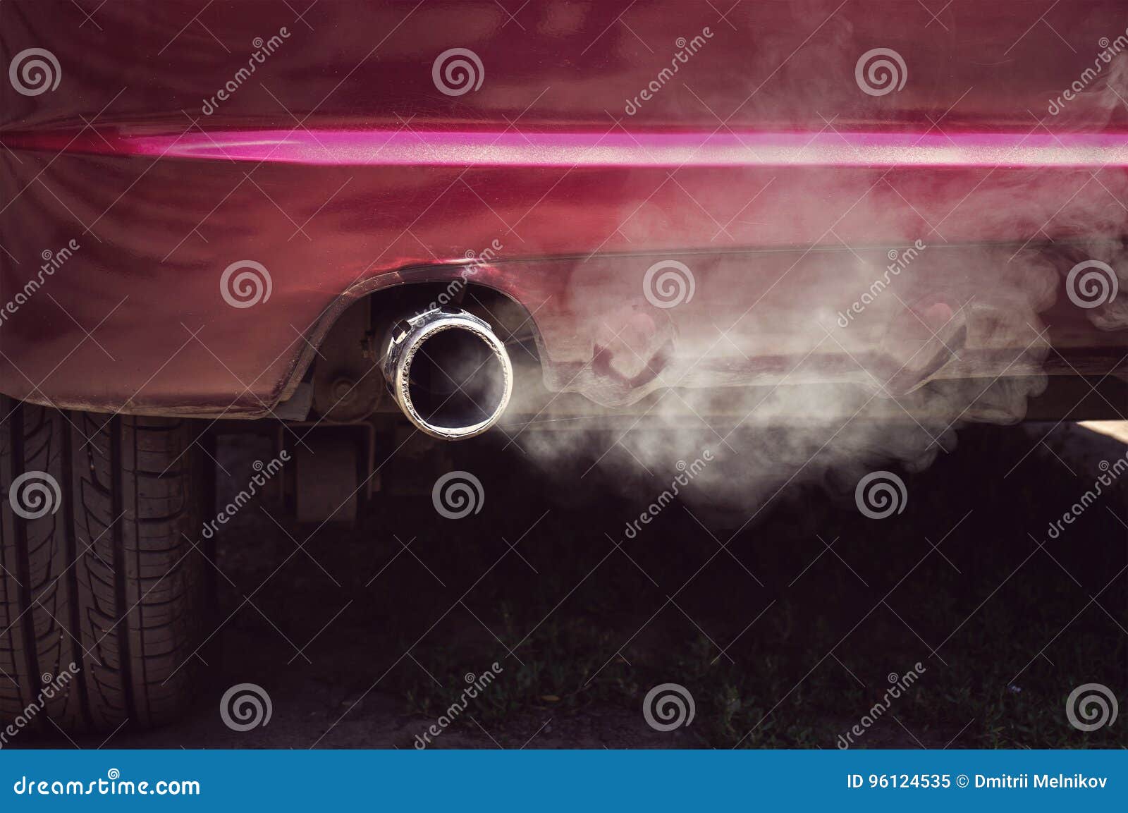 Smoke from Car Pipe Exhaust. Stock Image - Image of frost, engine: 96124535
