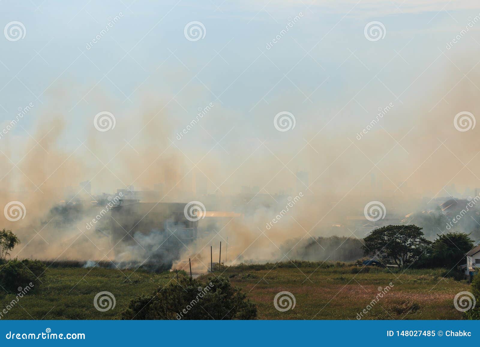 The Smoke that Causes the Burning of Hay and Garbage Stock Image ...