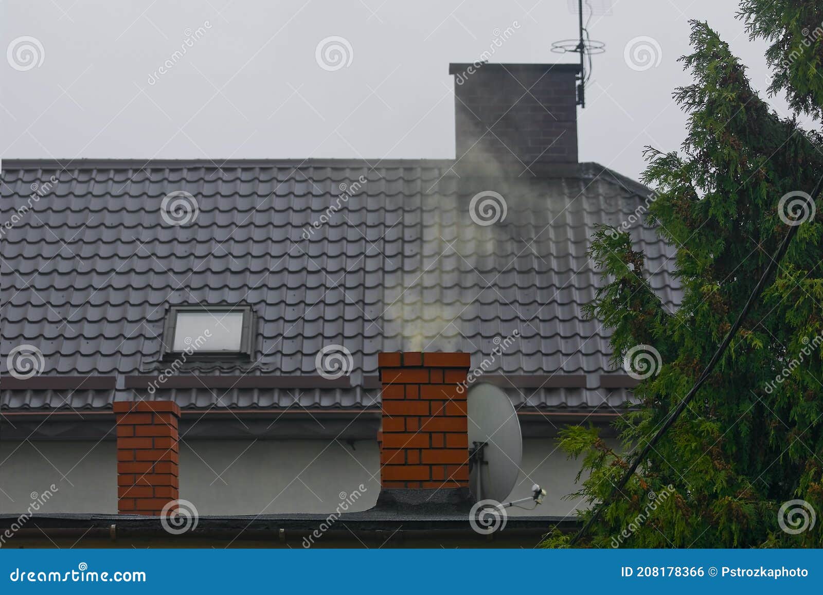 Smoke from the Chimney on the House Stock Photo - Image of blue, peak ...