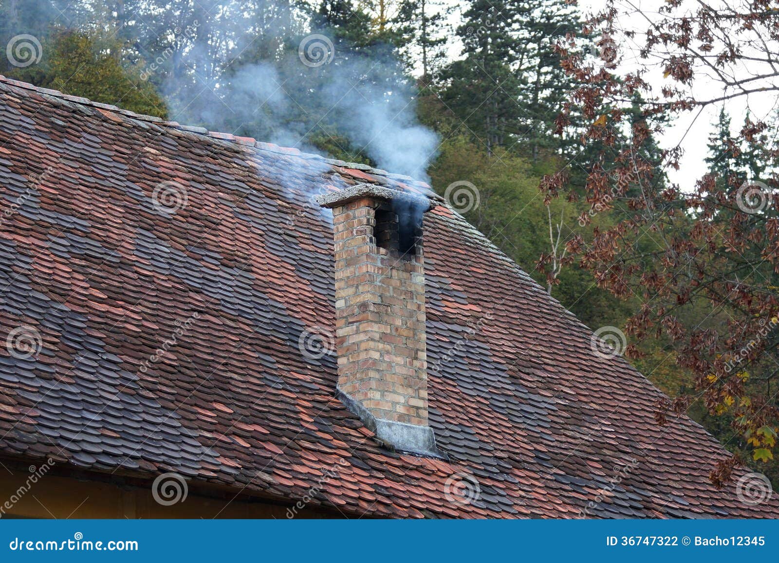 Smoke from the Chimney of the Old House Stock Photo - Image of ...