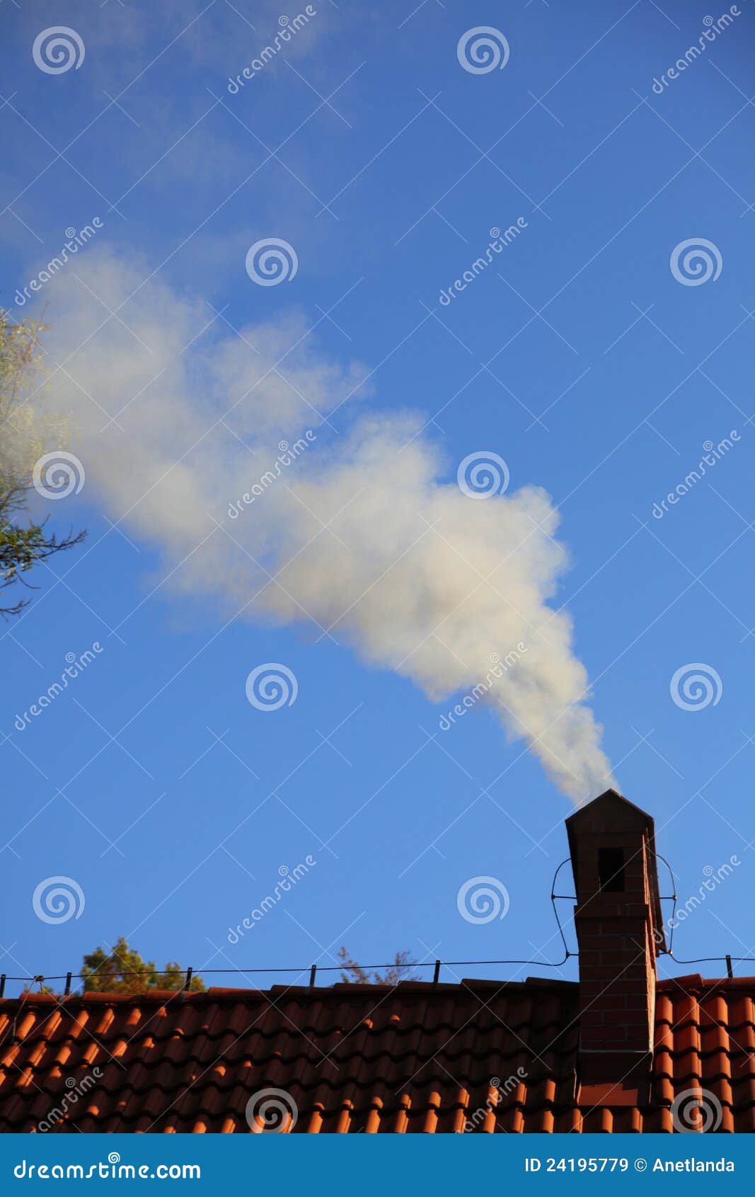 Smoke from a Chimney Sky Blue Stock Image - Image of cloud, environment ...