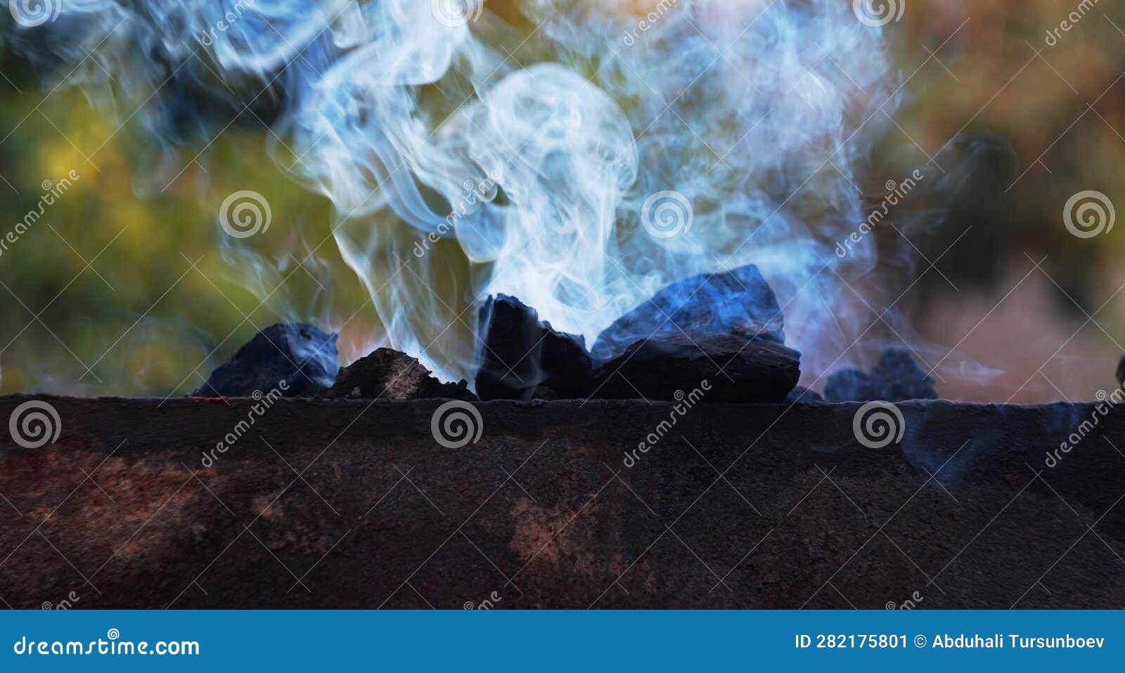 Smoke Comes Out of the Coal Stock Image - Image of smoke, charcoal ...