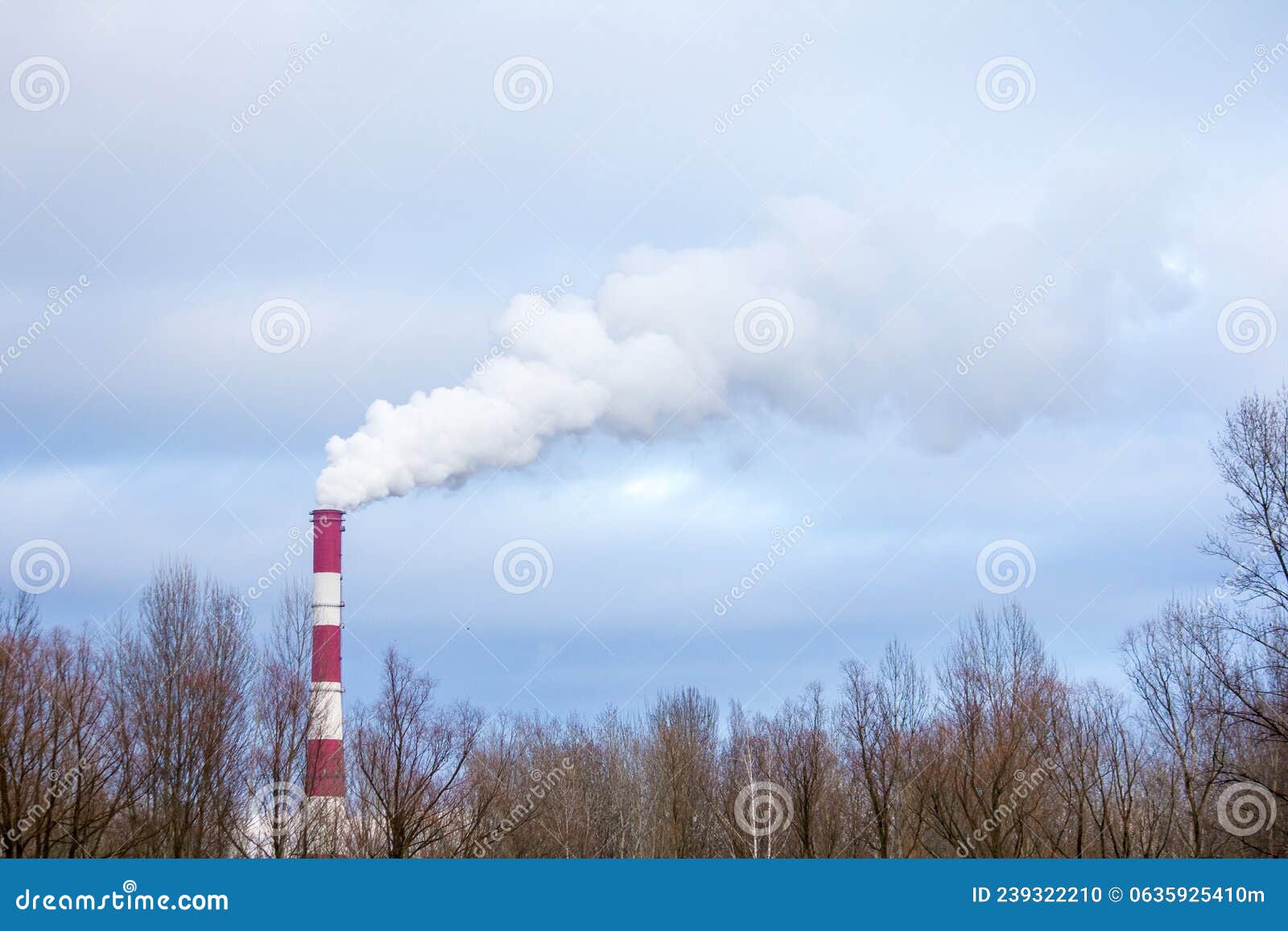 Smoke Comes from a Tall Chimney Above the Forest Stock Photo - Image of ...