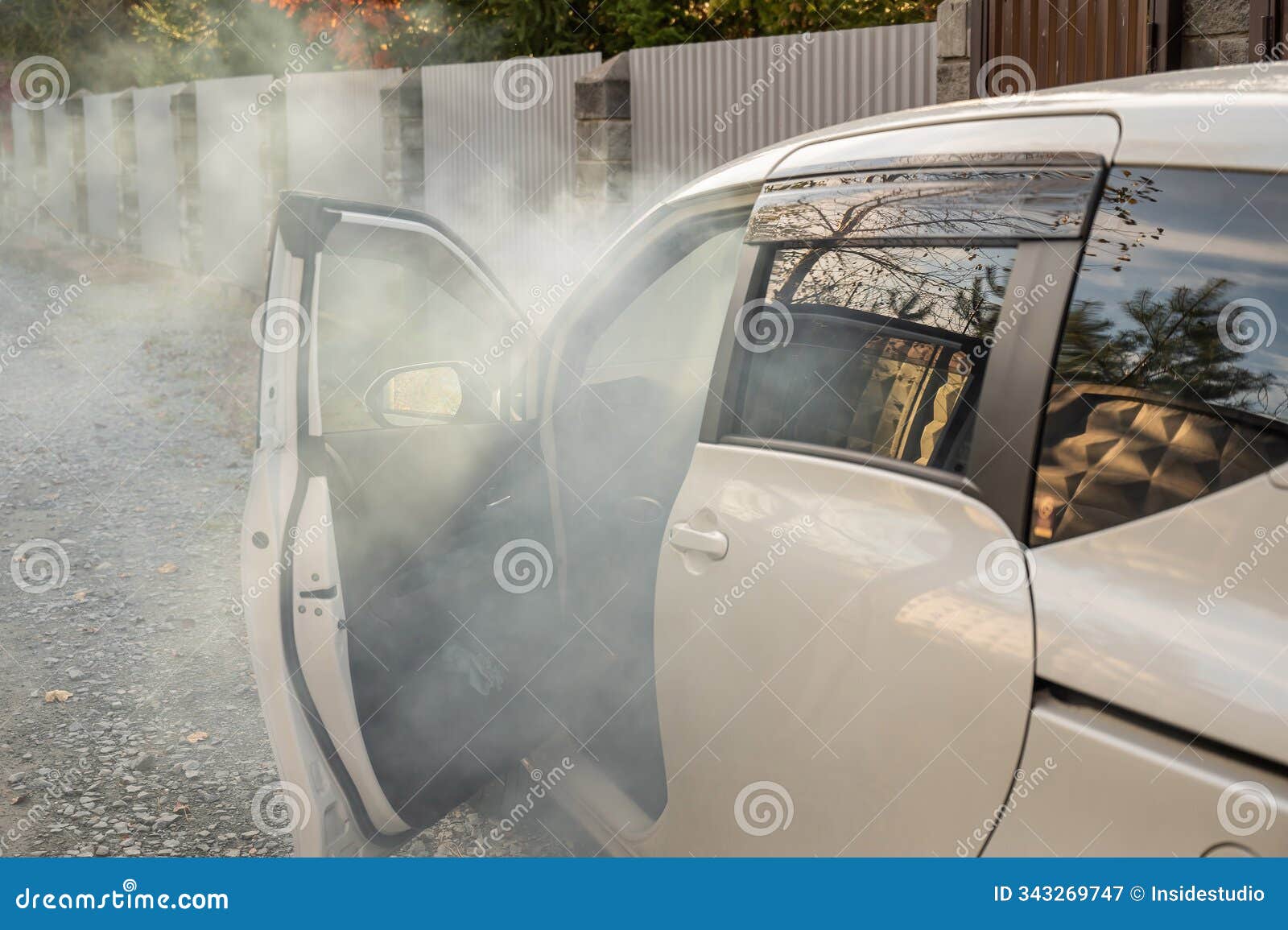 Smoke is Coming from Inside the Car. Stock Image - Image of vehicle ...