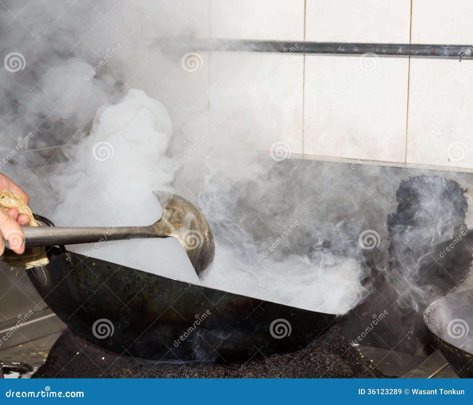 Smoke cooking stock image. Image of smoking, scoop, stove - 36123289