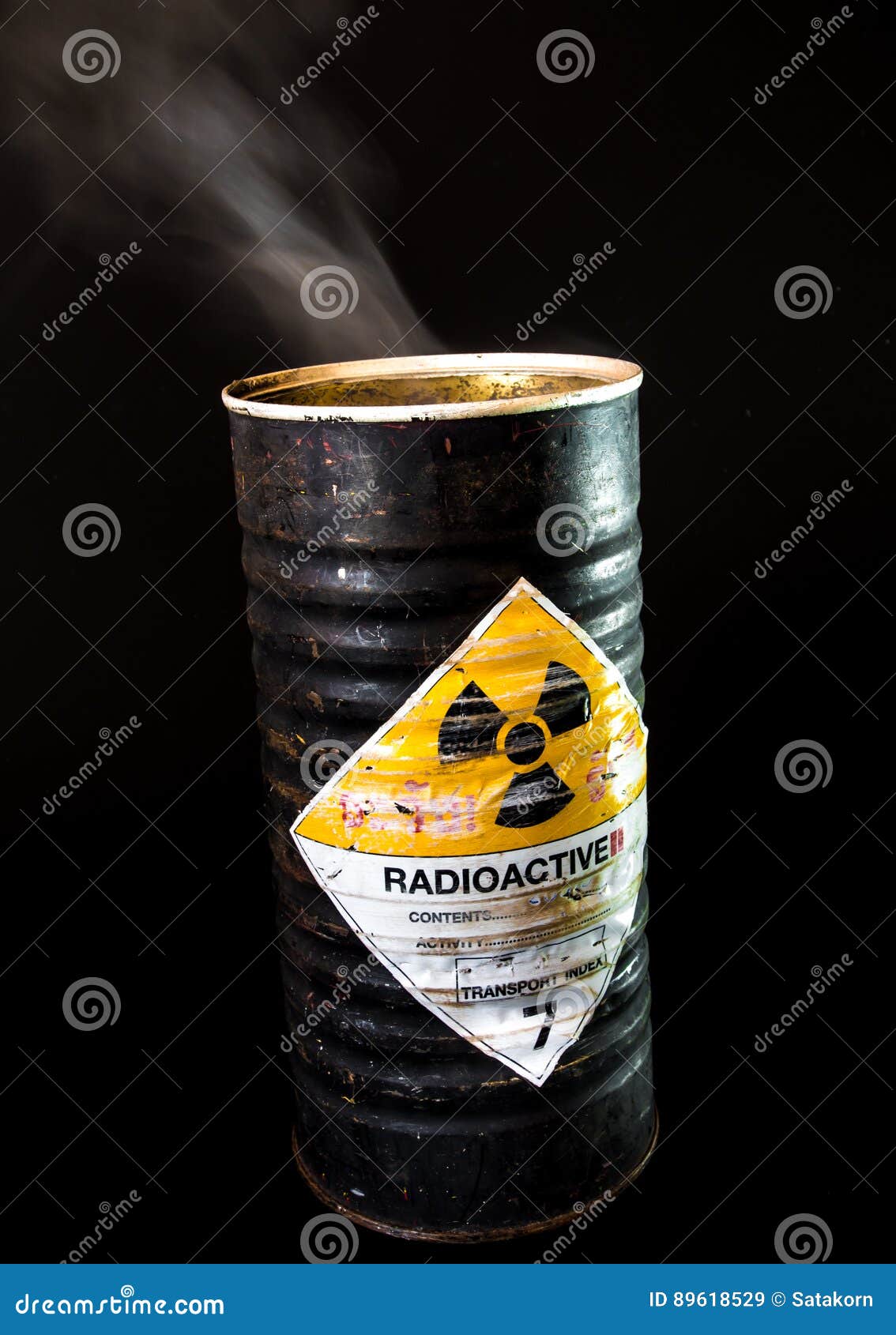 Smoke in Cylinder Container of Radioactive Material Stock Image - Image ...