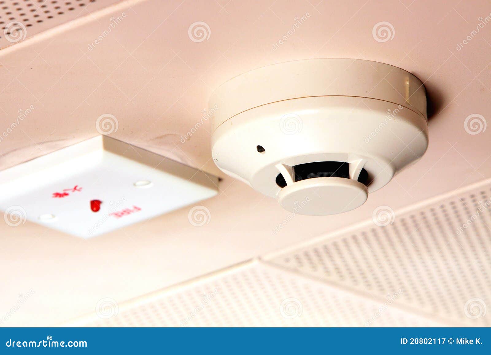 Flame Detector Device Hot Fire And Smoke Sensor At Ceiling Roof Stock ...