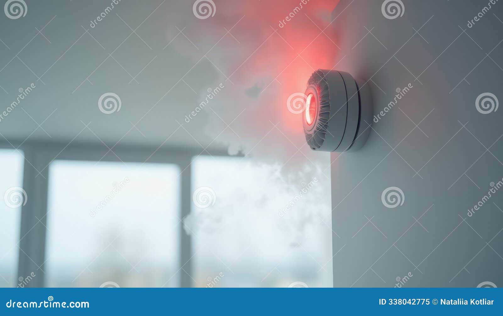 Smoke Detector with Alarm Light Activated Stock Image - Image of hazard ...