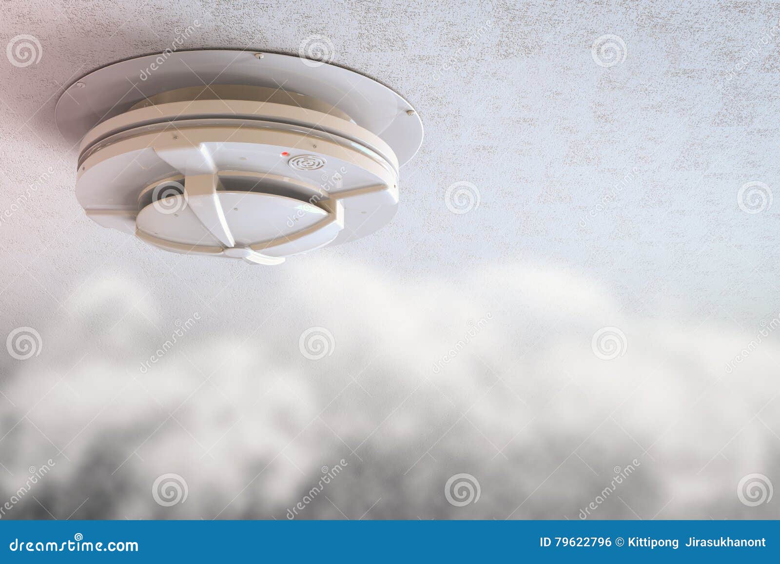 Smoke detector on ceiling stock photo. Image of signal - 79622796