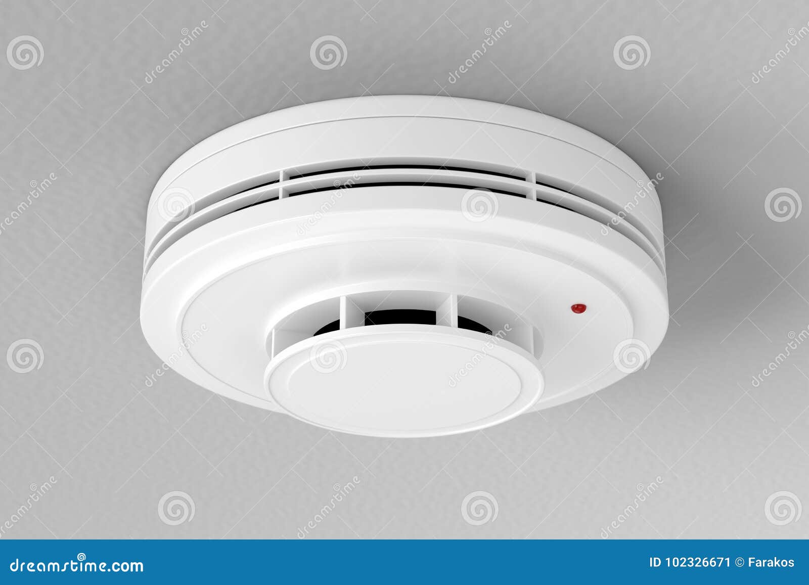 Smoke detector on ceiling stock illustration. Illustration of ...