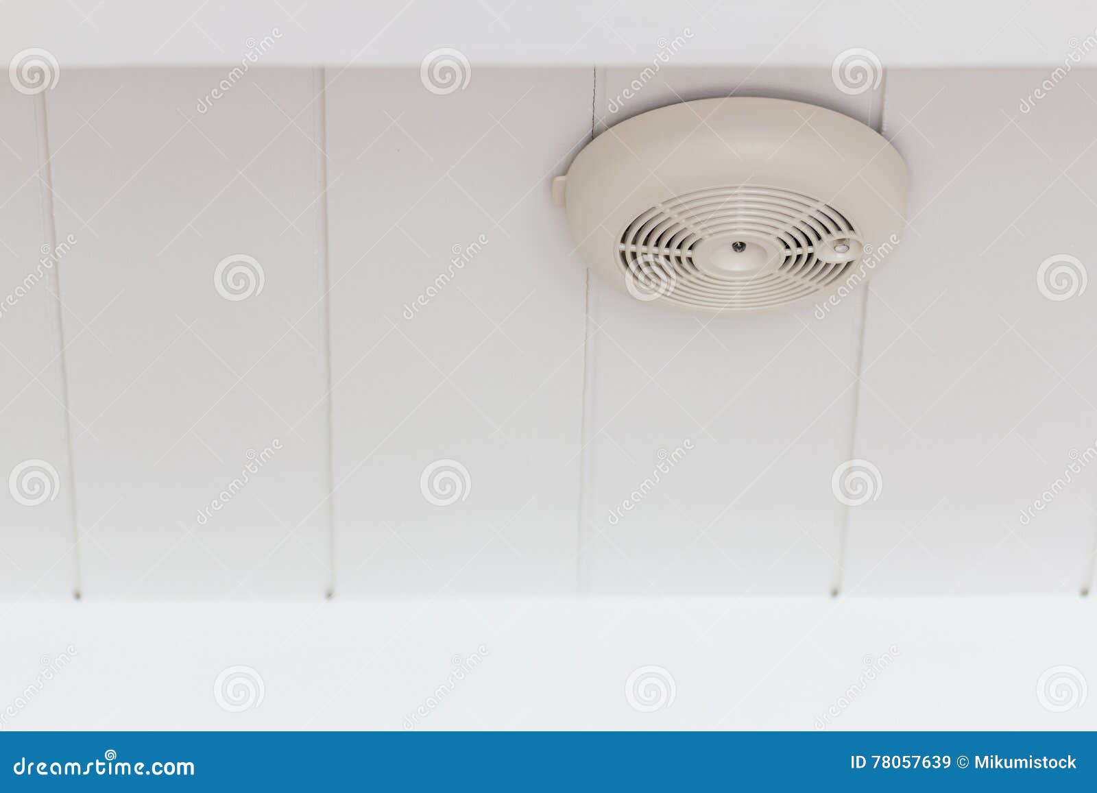 Smoke Detector of Fire Alarm on Ceiling. Stock Image - Image of indoor ...