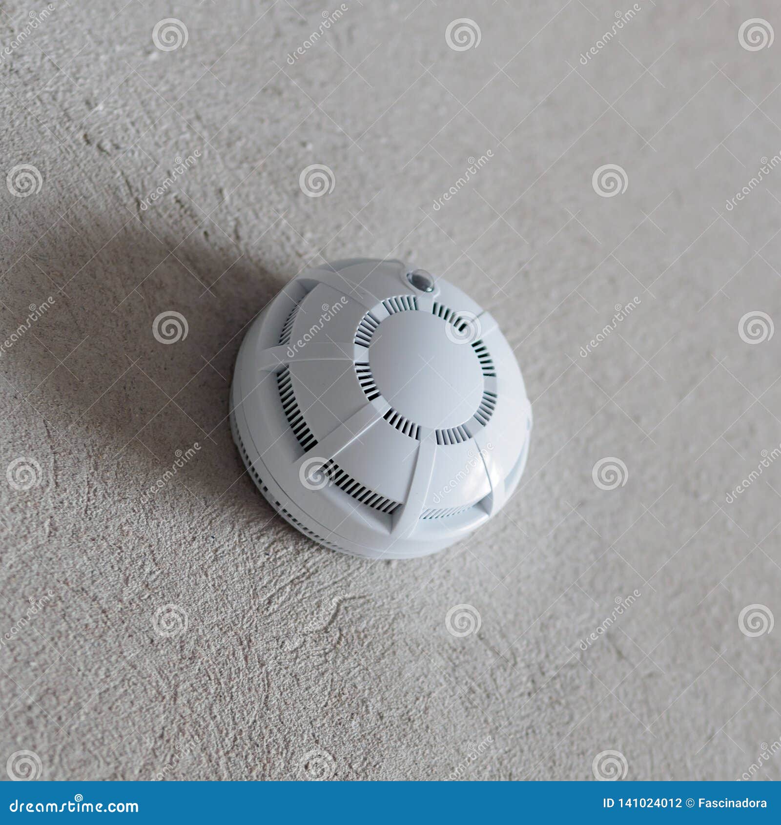 Smoke Detector Fire Alarm on the Grey Wall. Stock Photo - Image of ...