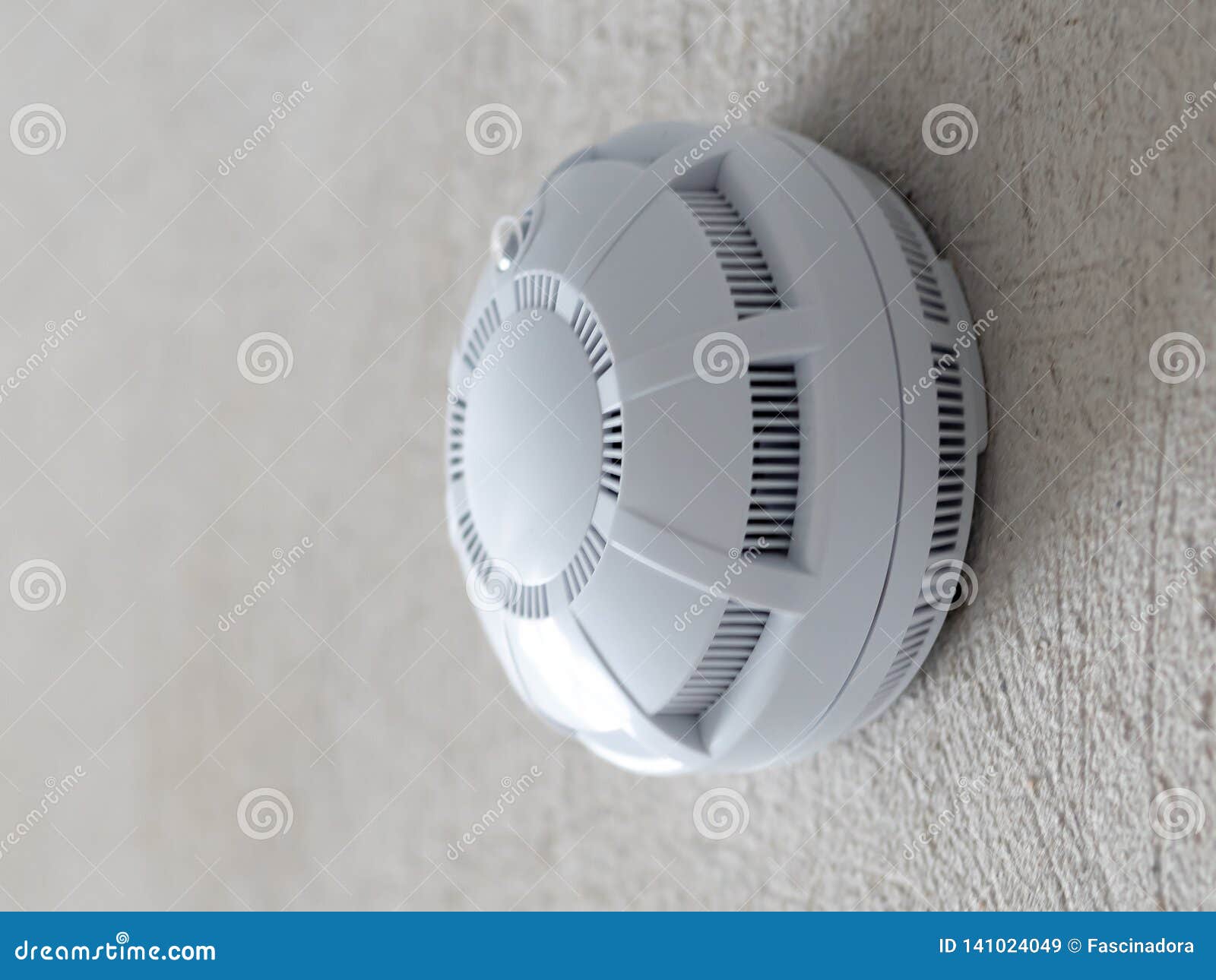 Smoke Detector Fire Alarm on the Grey Wall. Stock Image - Image of heat ...