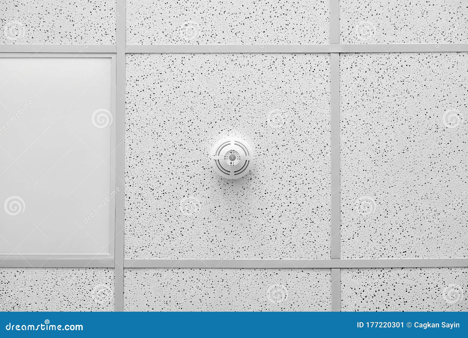 Smoke Detector or Fire Alarm Mounted on the Ceiling Stock Image - Image ...
