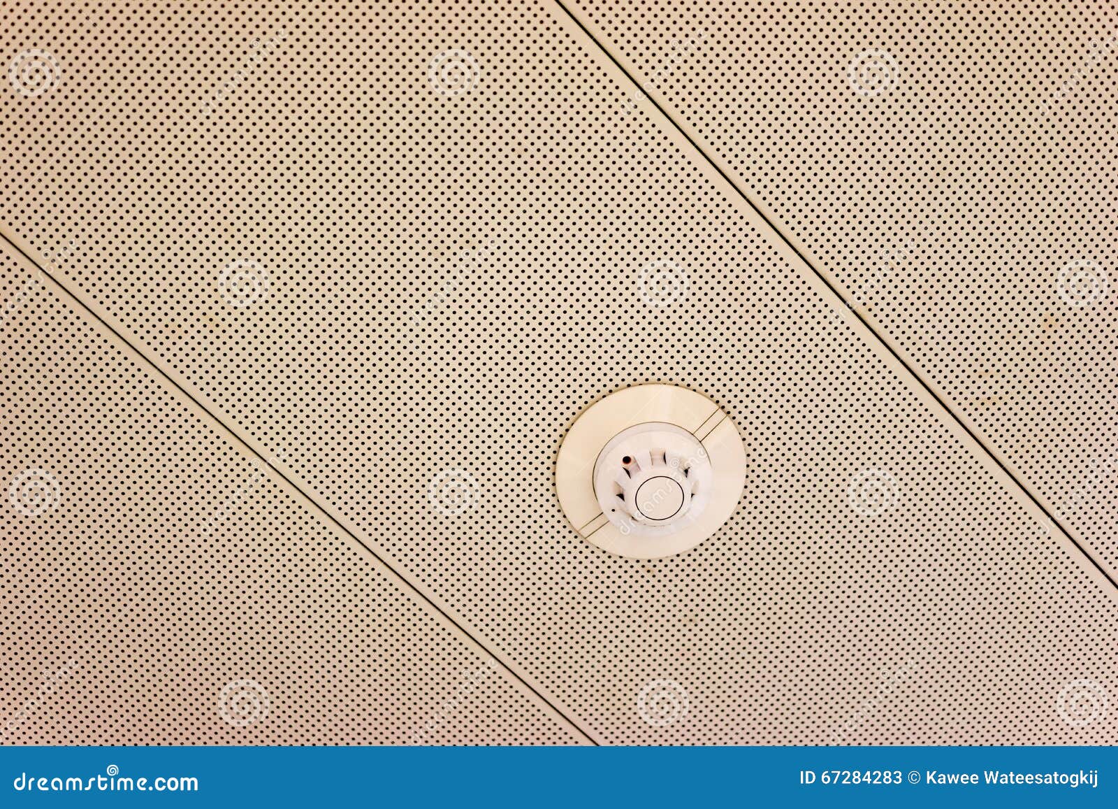 Smoke Detector with Fire Alarm System on Dotted Ceiling Stock Image ...