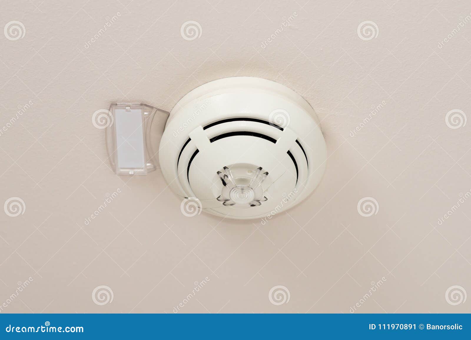 Smoke Detector of Fire Alarm on Ceiling. Stock Image - Image of ...