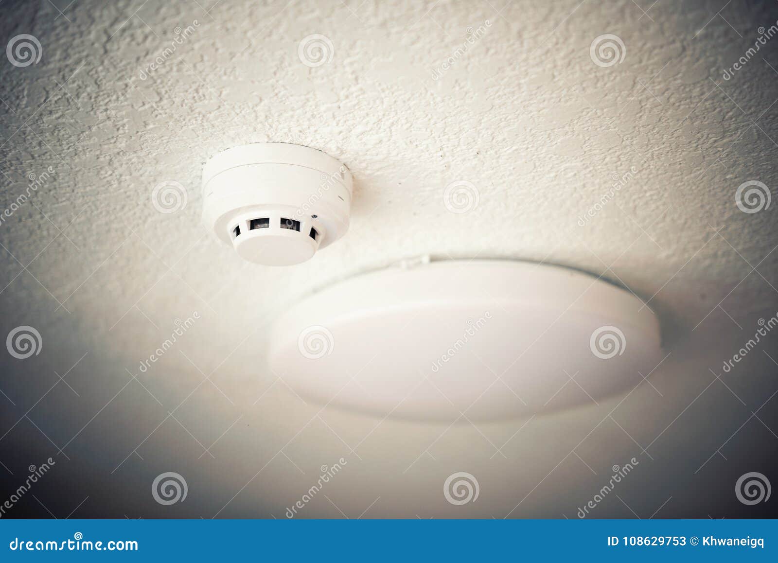 Smoke Detector and Fire Protection System on Ceiling Stock Image ...