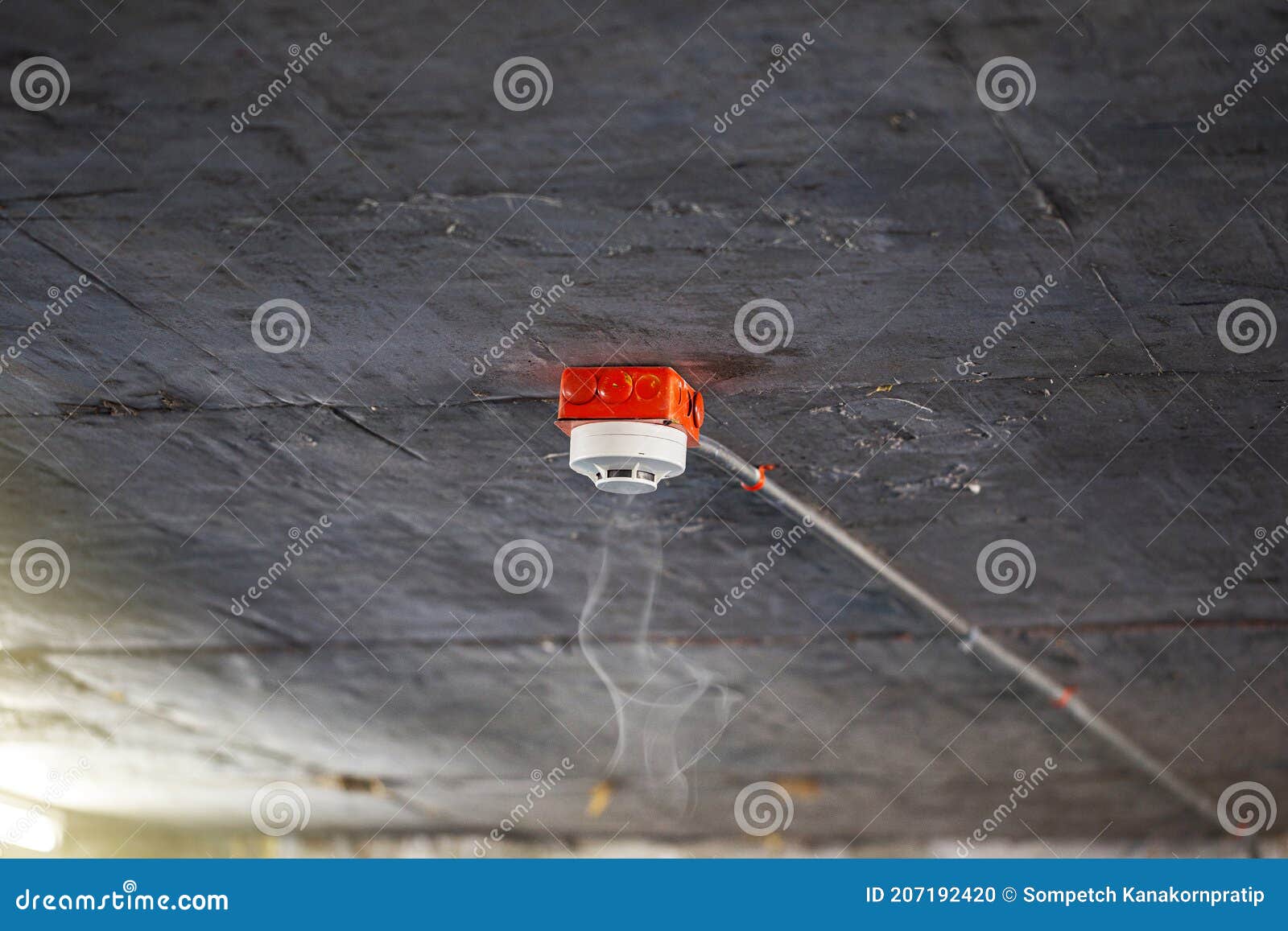 Smoke Detector for Fire Protection Systems. Stock Photo - Image of loft ...
